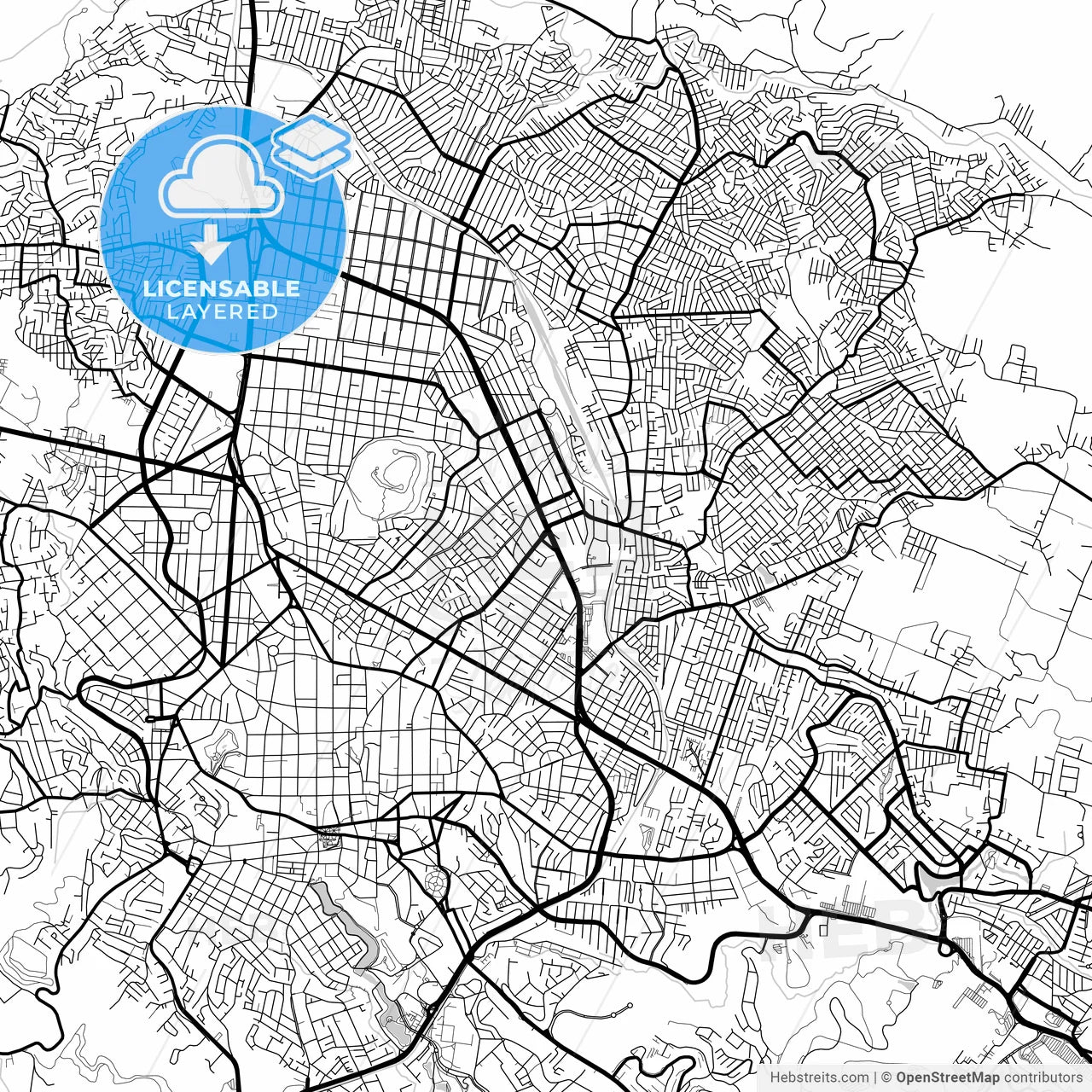 Layered Pdf Map Of Xalapa, Veracruz, Mexico – HEBSTREITS