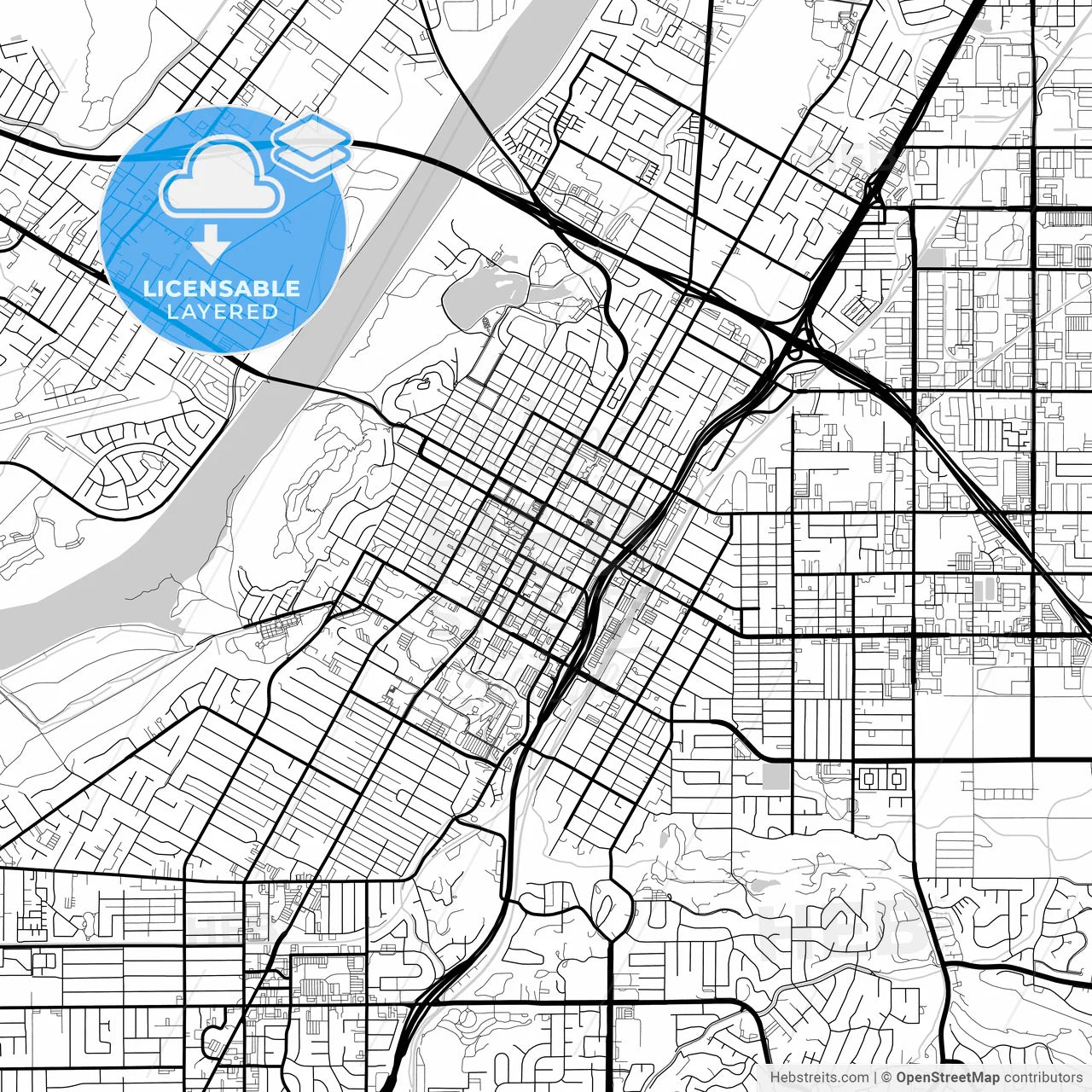 Layered Pdf Map Of Riverside, California, United States – HEBSTREITS