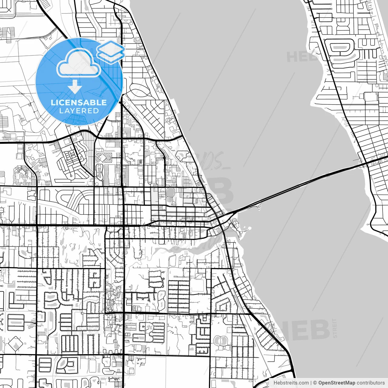 Layered Pdf Map Of Melbourne, Florida, United States – HEBSTREITS