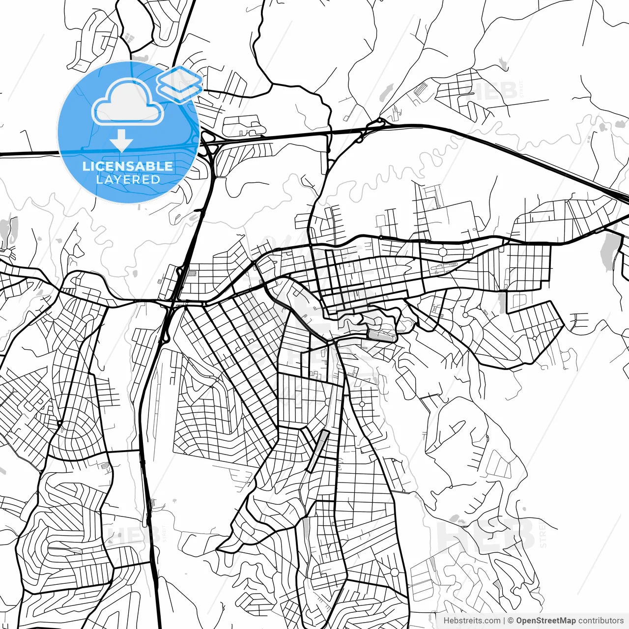Layered Pdf Map Of Atibaia, Brazil – HEBSTREITS