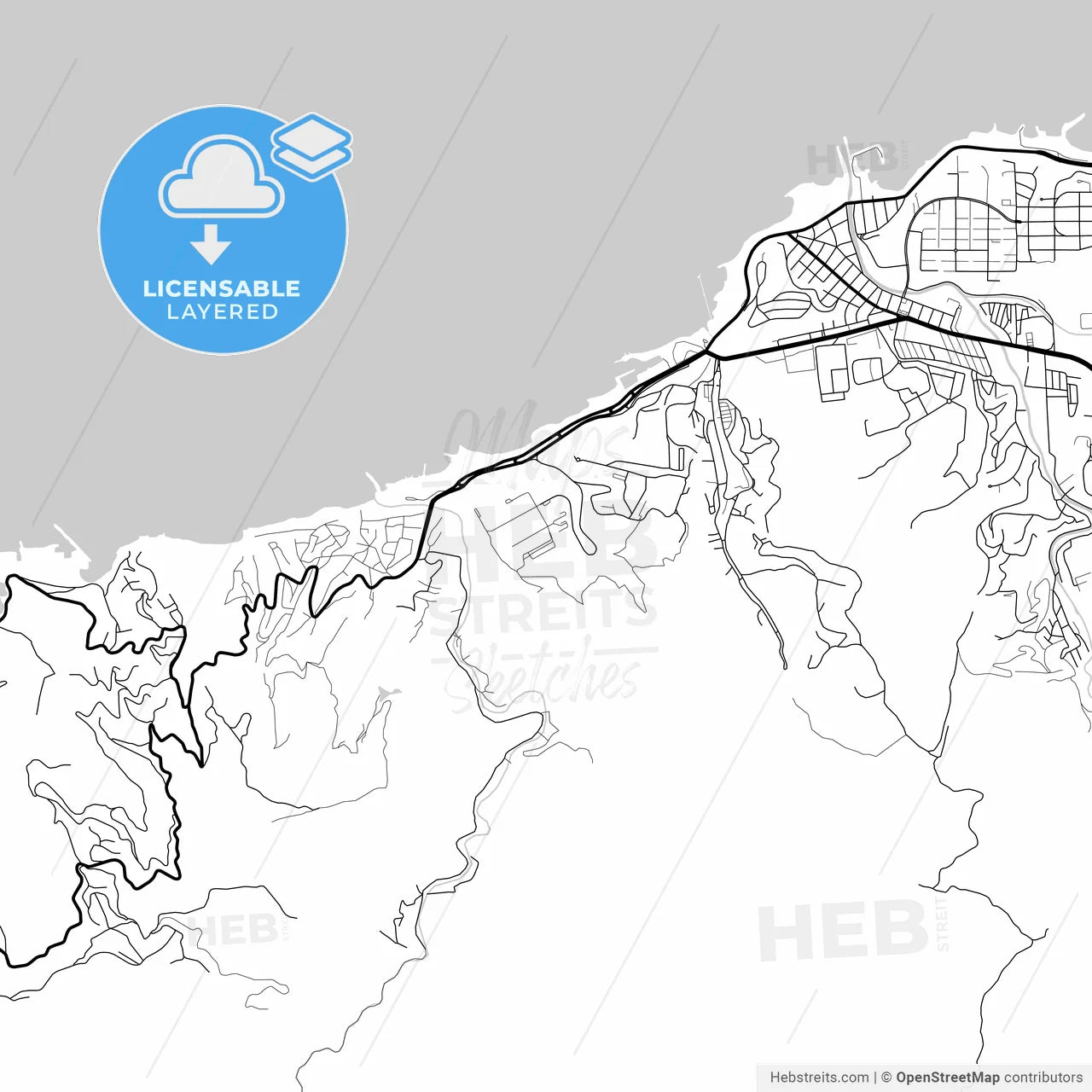 Layered Pdf Map Of Catia La Mar, Venezuela – HEBSTREITS