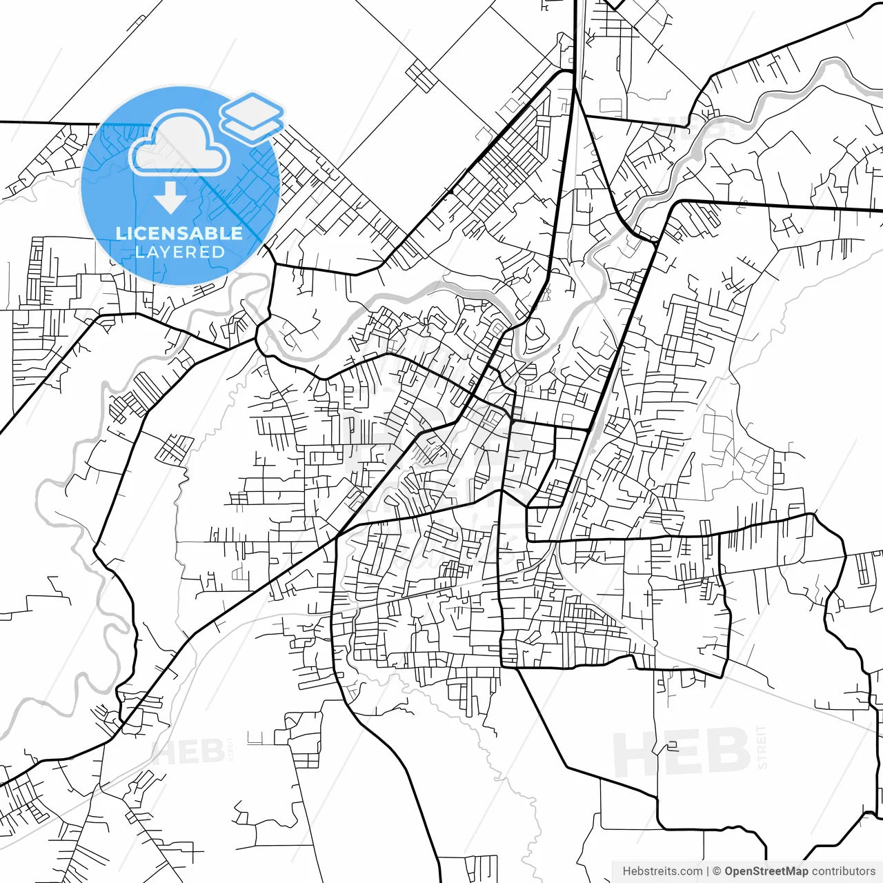 Layered Pdf Map Of Tebing Tinggi, North Sumatra, Indonesia – HEBSTREITS