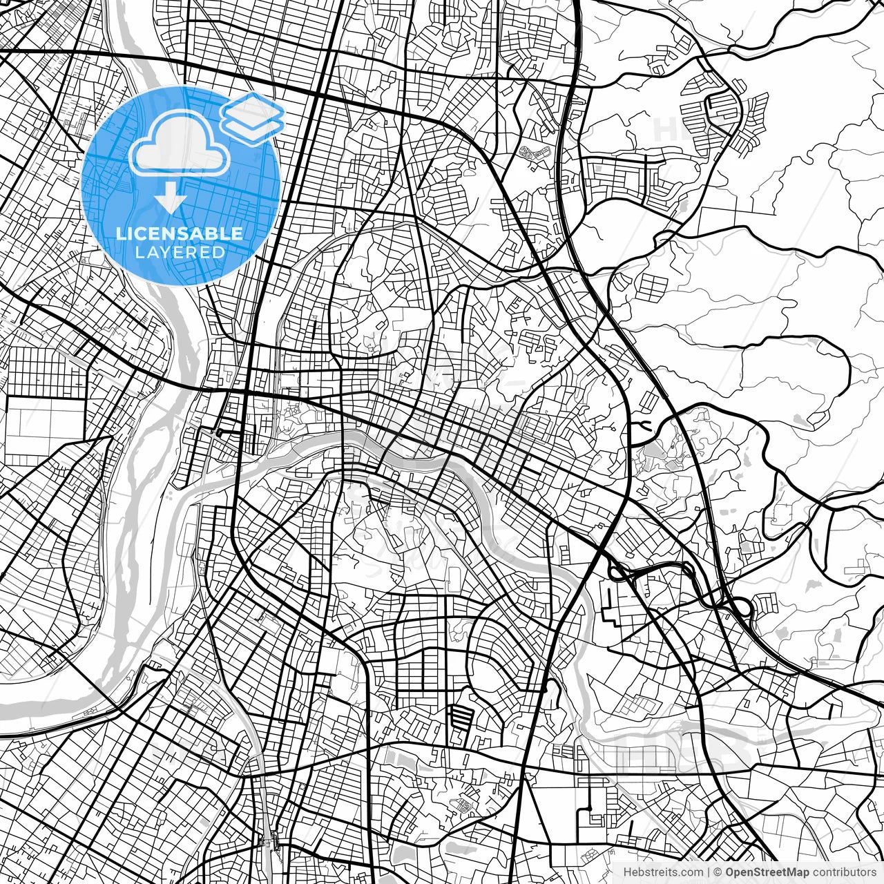 Layered Pdf Map Of Okazaki, Aichi, Japan – HEBSTREITS