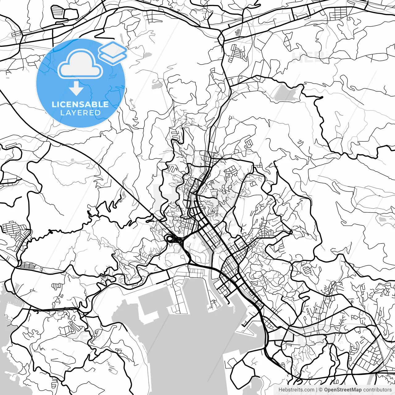 Layered Pdf Map Of Sasebo, Nagasaki, Japan – HEBSTREITS