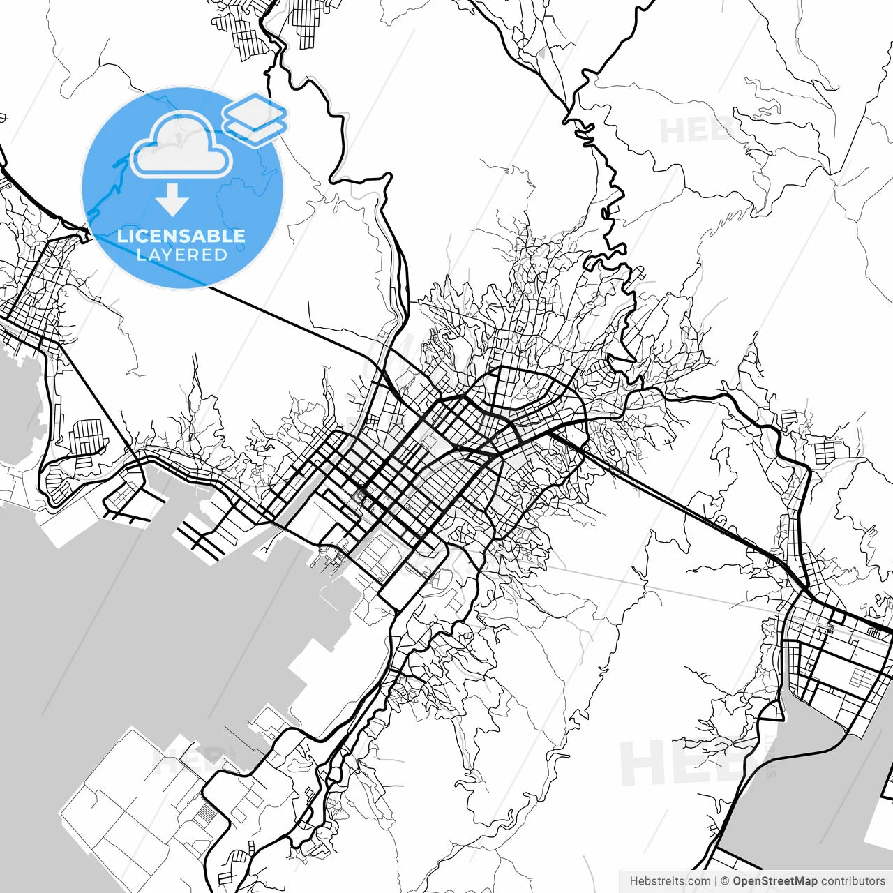 Layered Pdf Map Of Kure, Hiroshima, Japan – HEBSTREITS