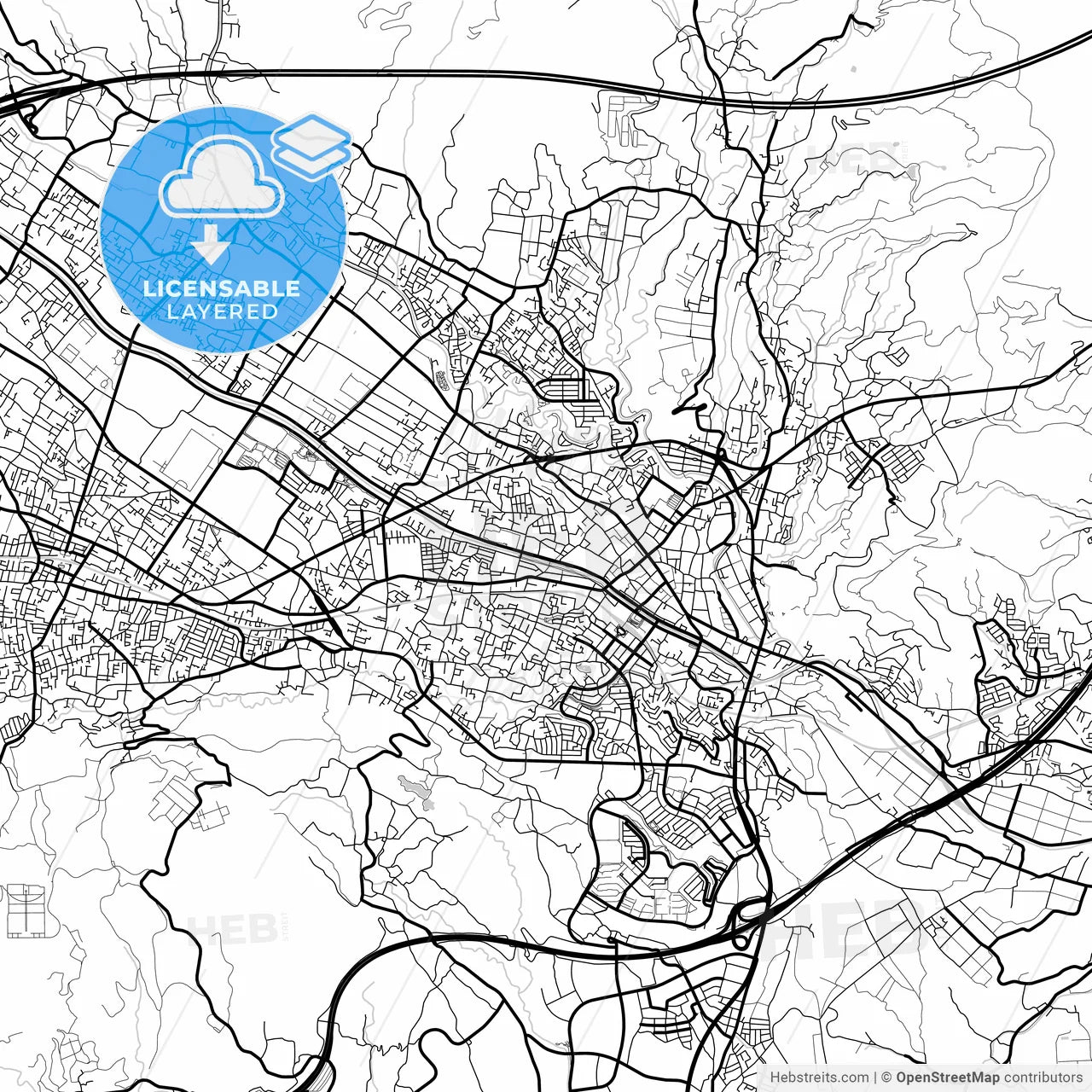 Layered Pdf Map Of Hadano, Kanagawa, Japan – HEBSTREITS