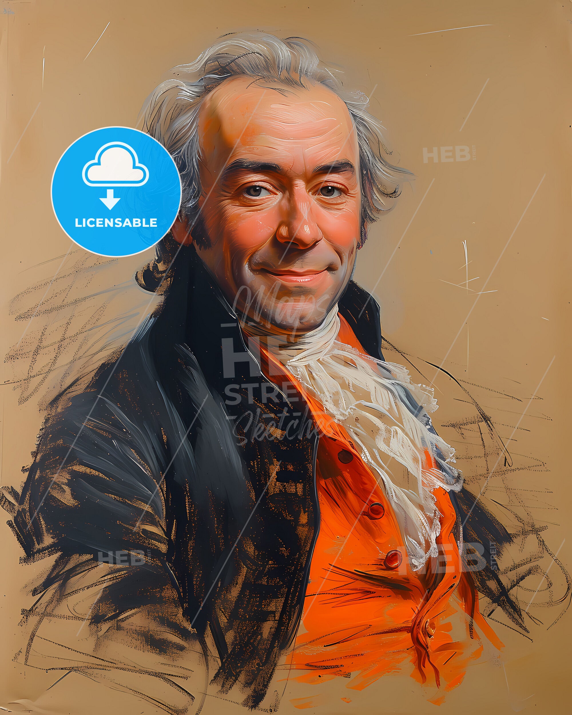 John, Kay, 1704 - 1780, a man in a black coat - HEBSTREITS Stock Image