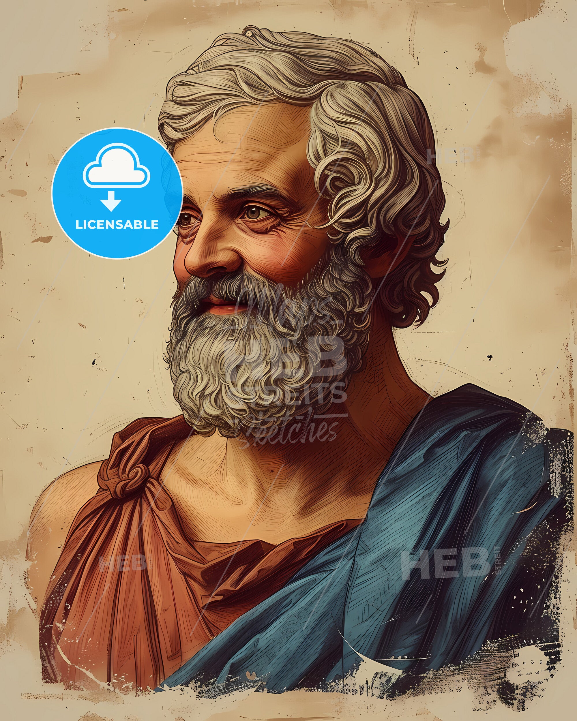 Socrates, 469 BC - 399 BC, a man with a beard - HEBSTREITS Stock Image