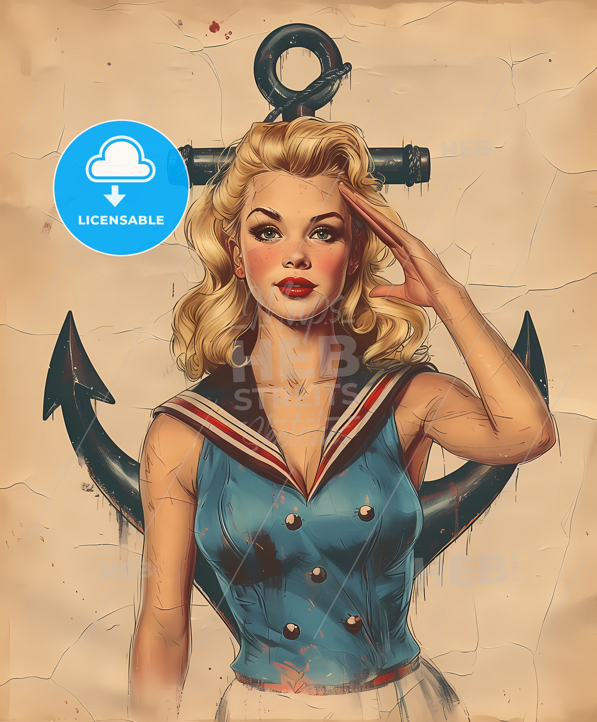 sailor, girl, a woman saluting with her hand - HEBSTREITS Stock Image