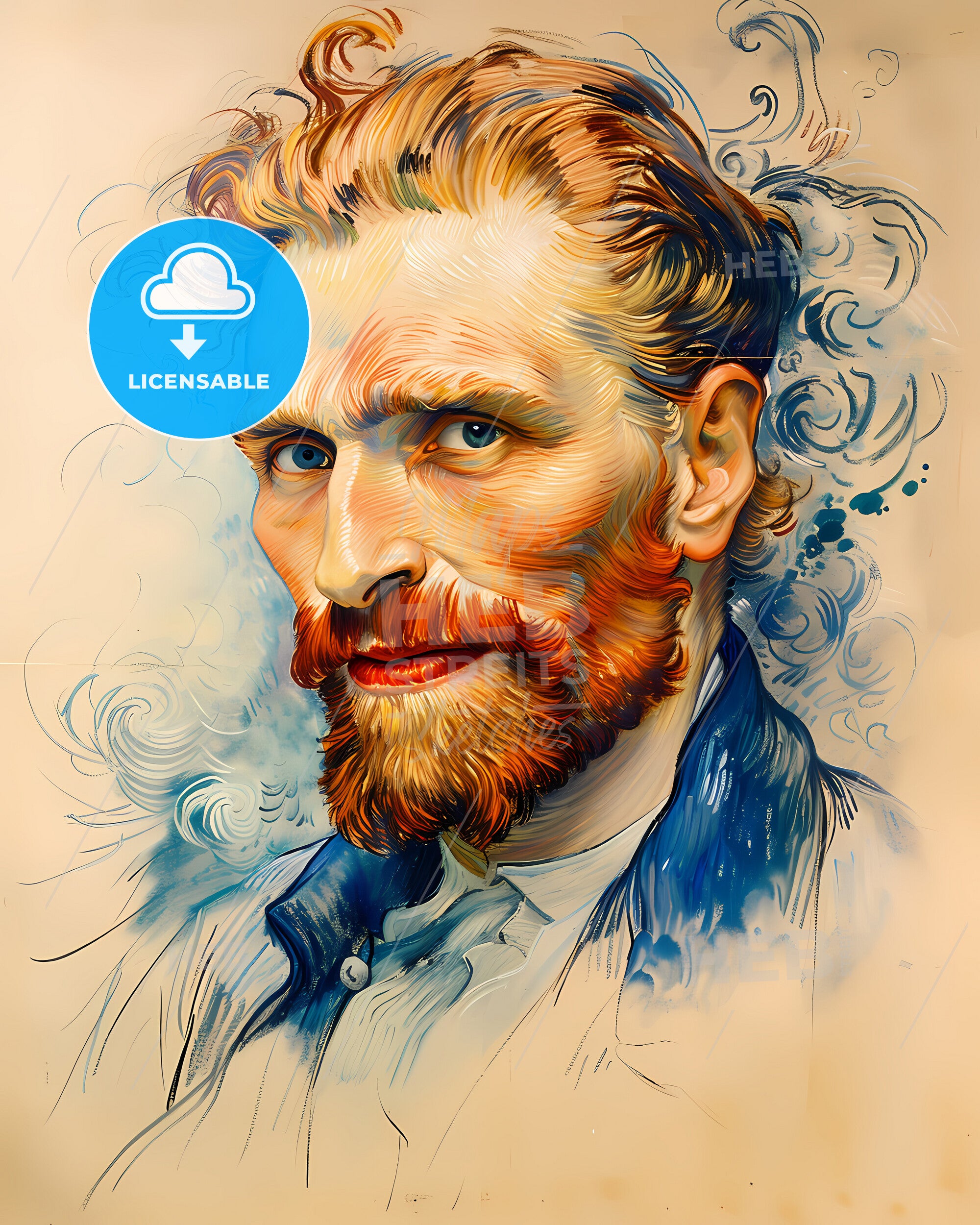 Vincent, van Gogh, 1853 - 1890, a man with red beard and mustache ...