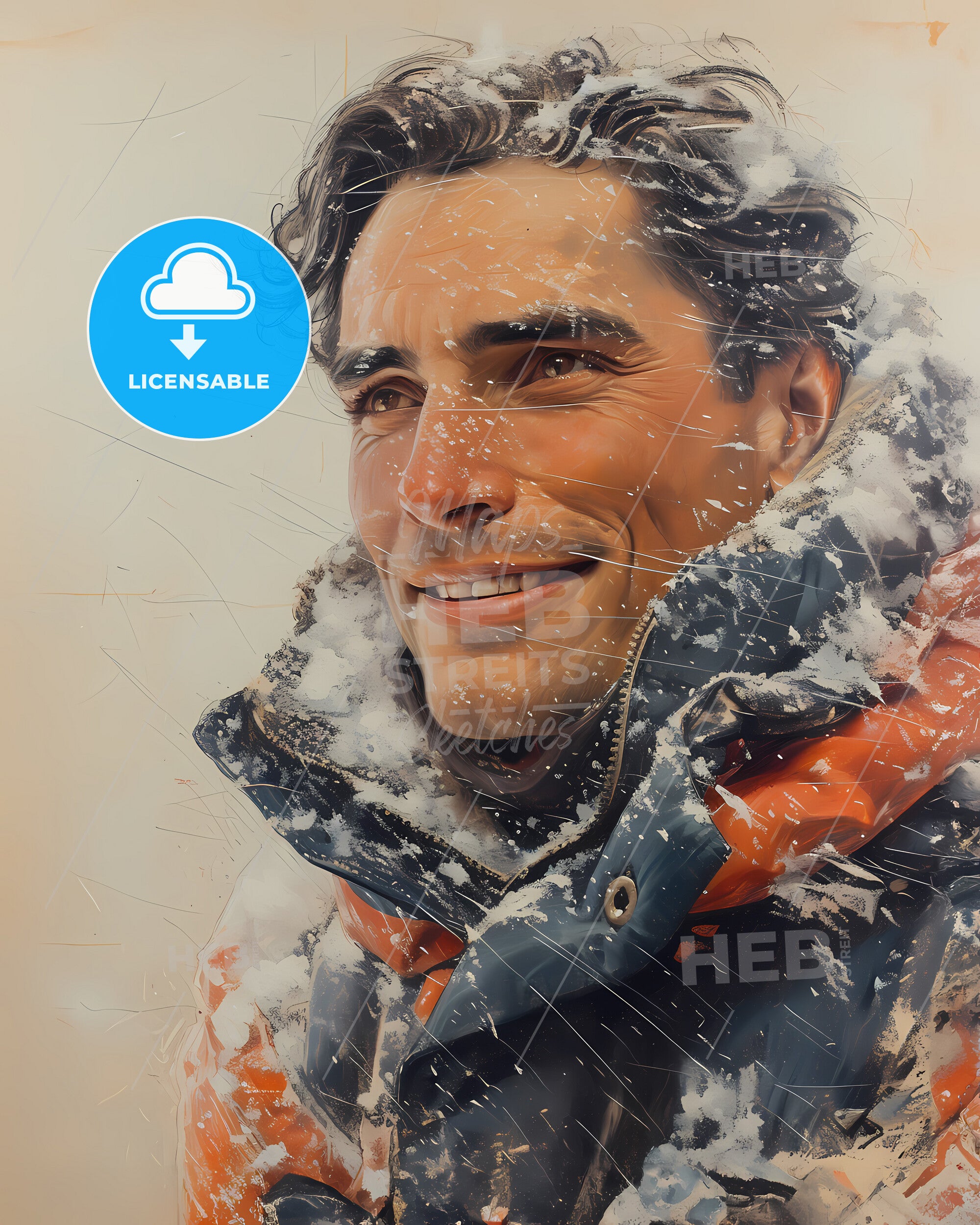 Frank, Wild, 1873 - 1939, a man in a coat with snow on his face ...