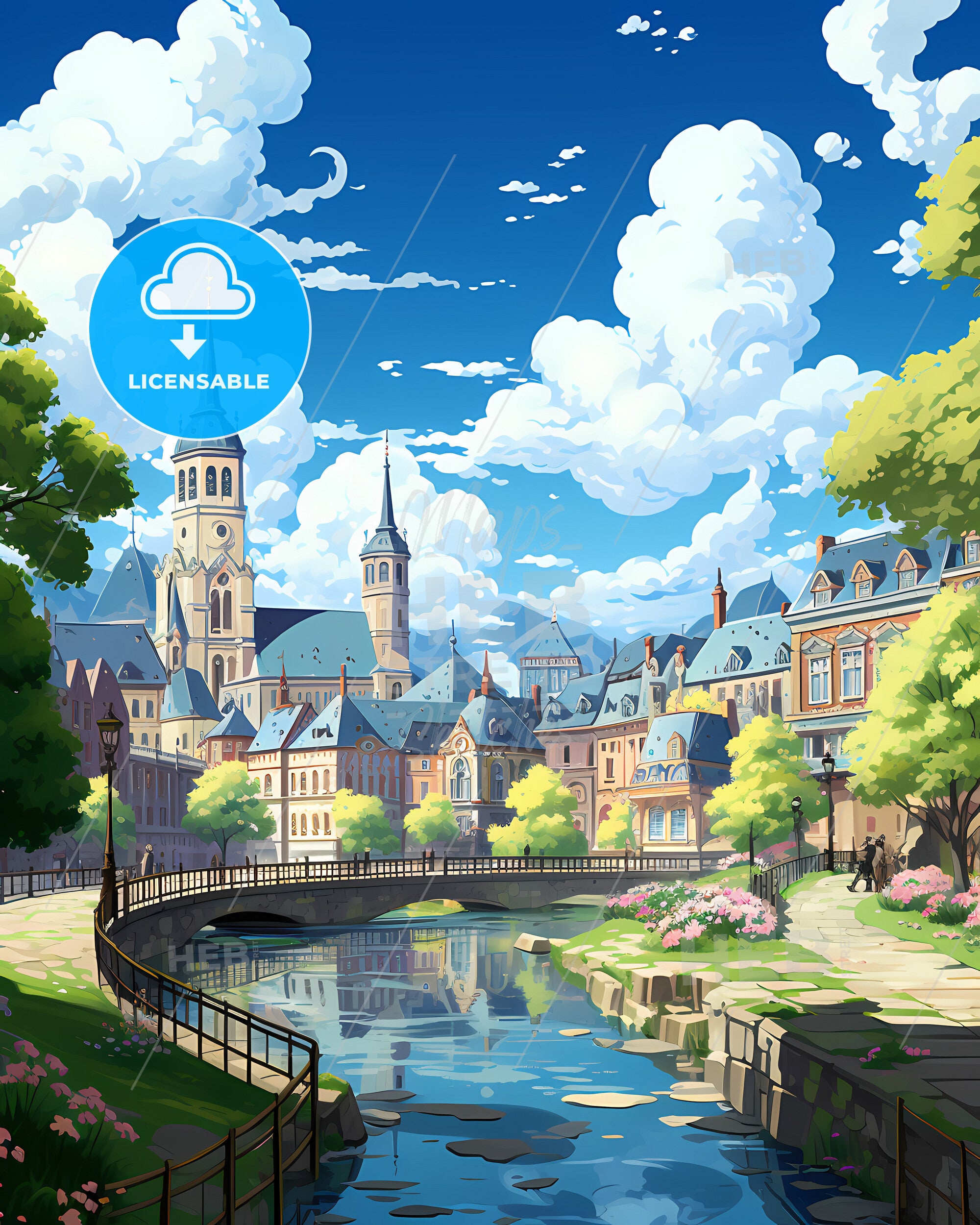 Harlingen, Texas, A Bridge Over A River With A Bridge And A Castle ...