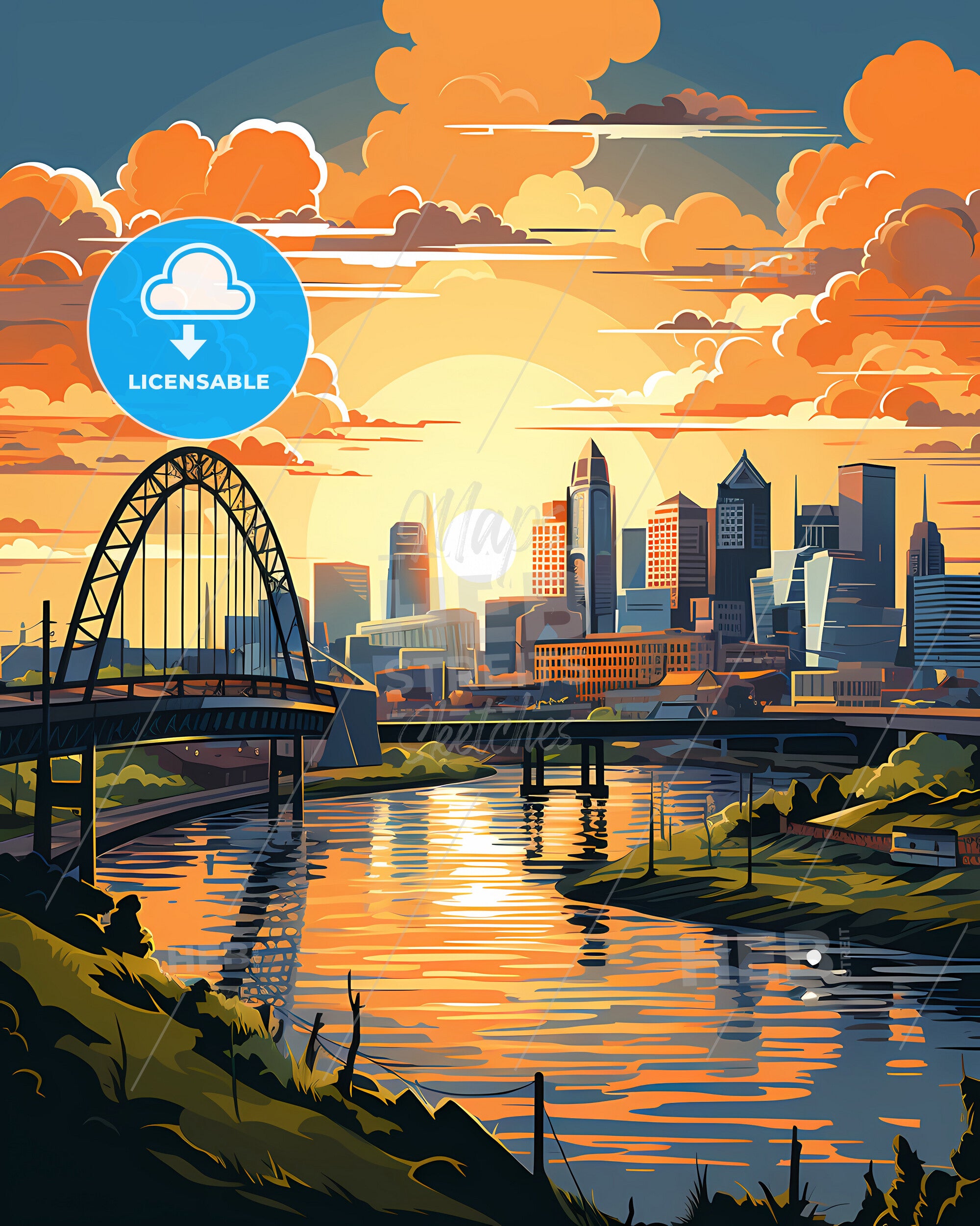 Kenner, Louisiana, a bridge over a river with a city in the background ...