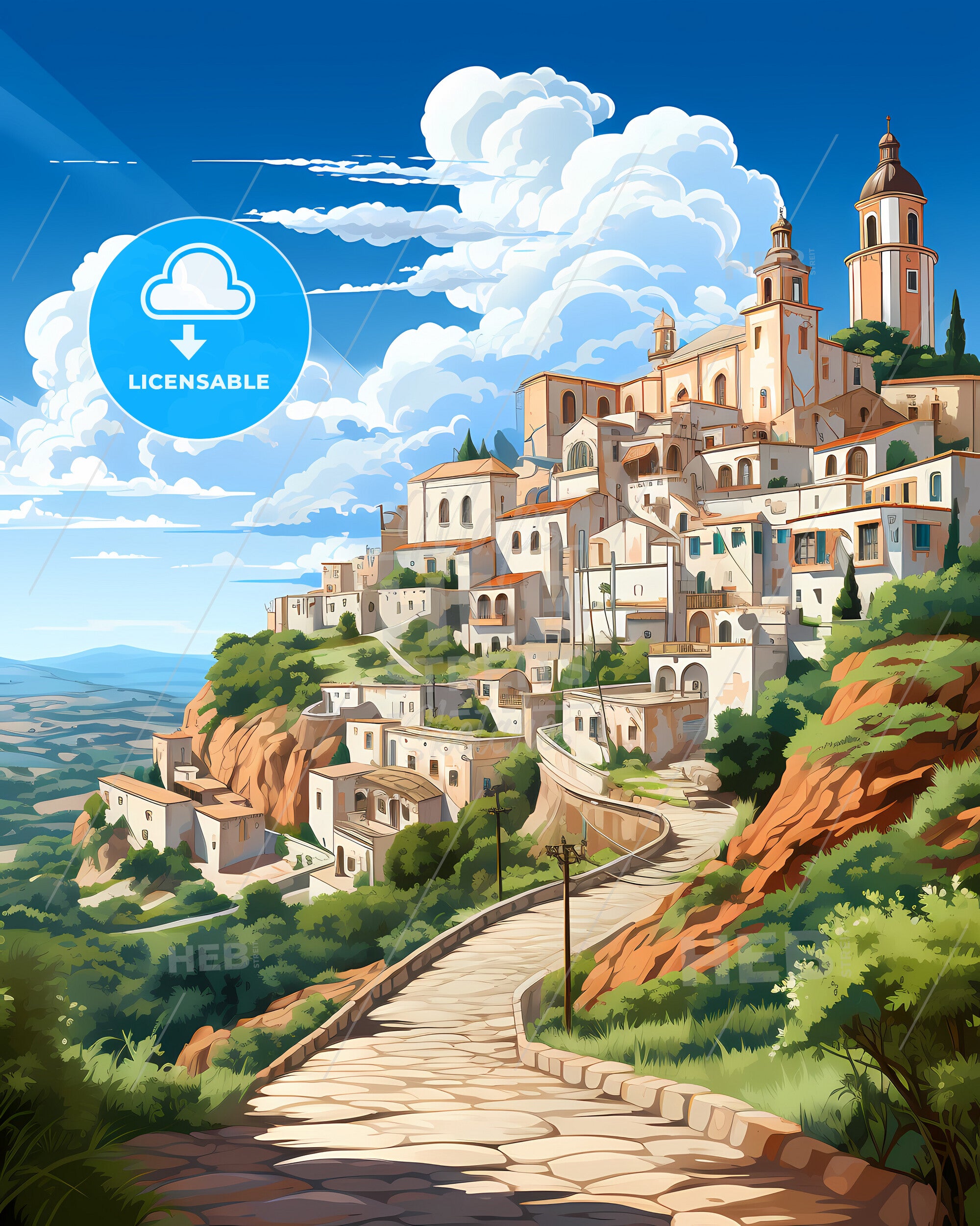 Cerignola, Italy, a stone path leading to a town - HEBSTREITS Stock Image