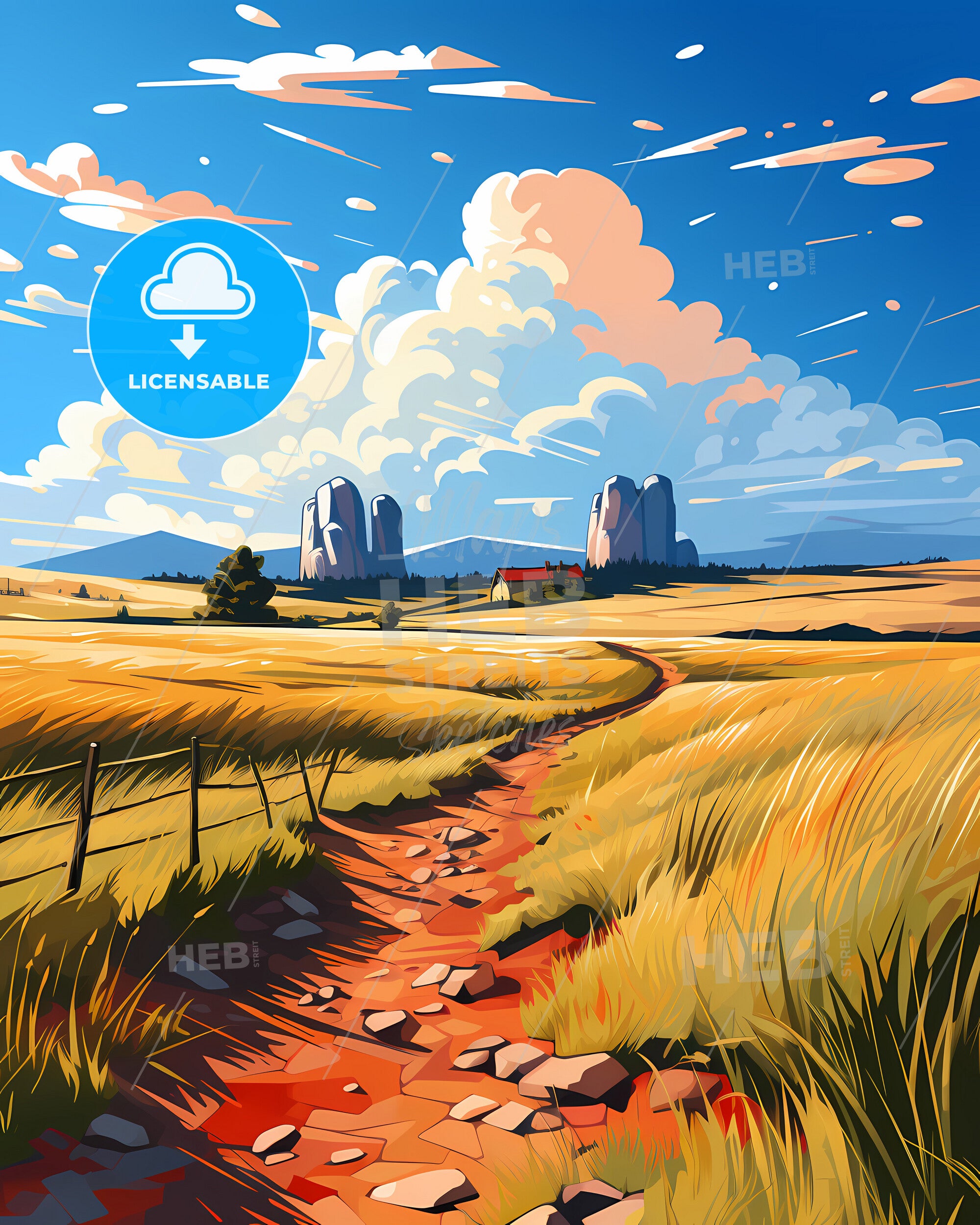 Stepnogorsk, Kazakhstan, a dirt path through a field - HEBSTREITS Stock ...