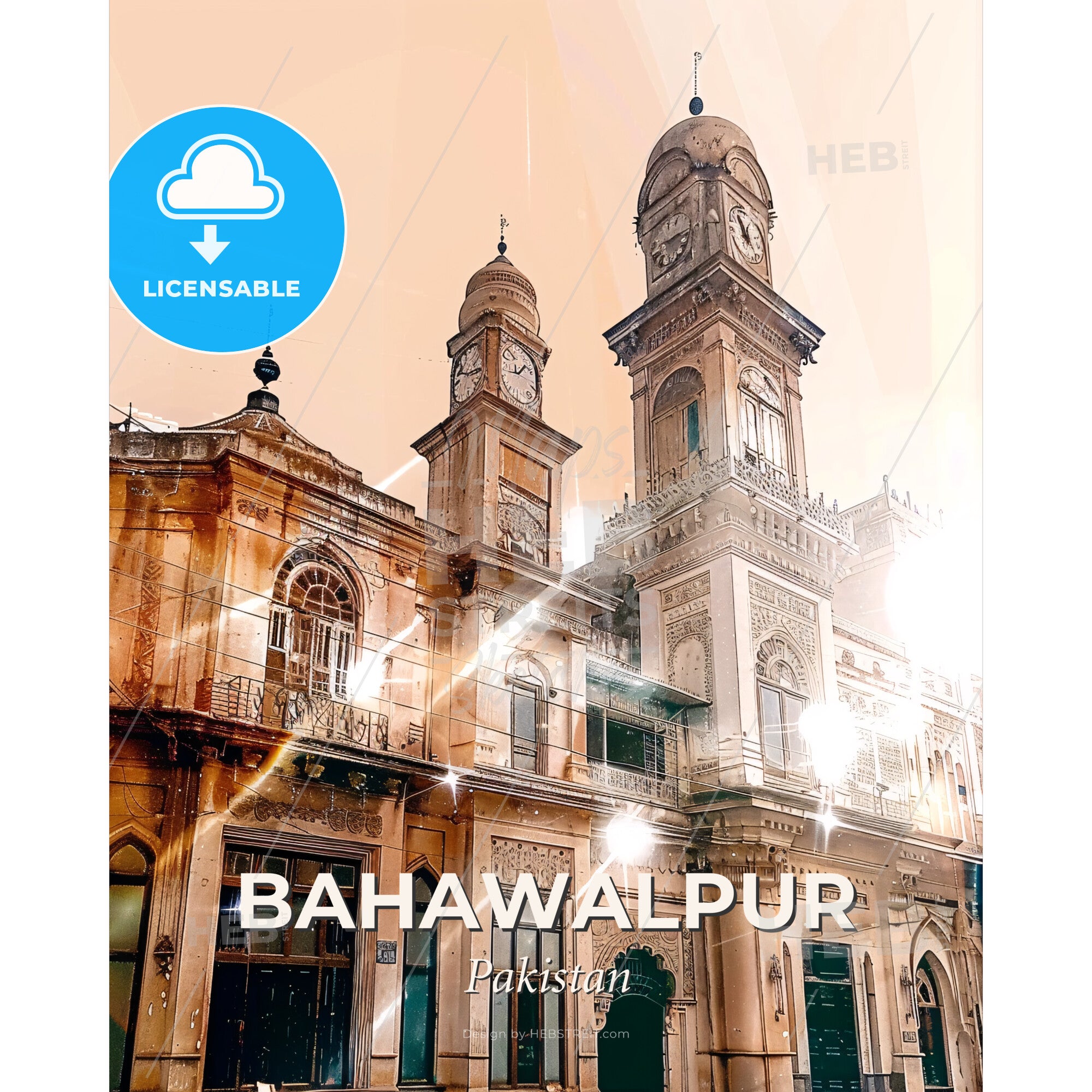 Bahawalpur Skyline Composite Art Print, print template – HEBSTREITS