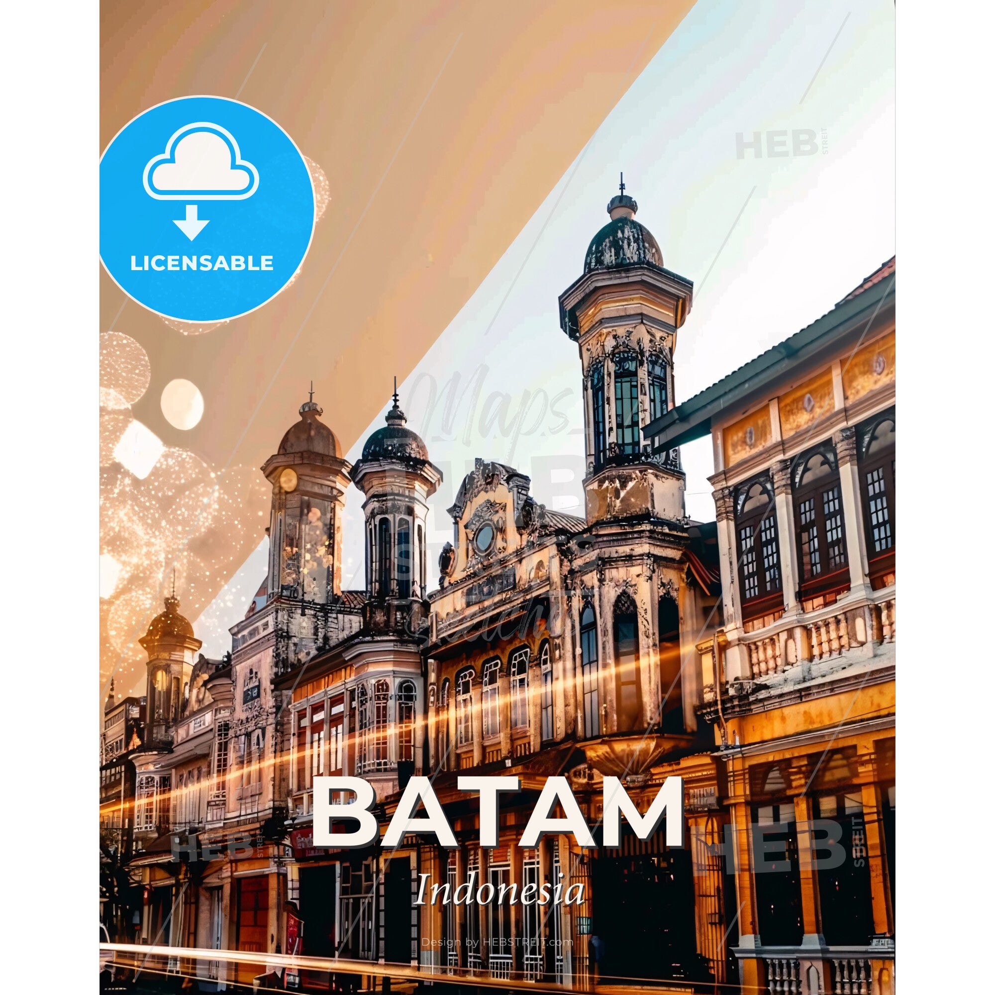 Batam Skyline Double Exposure Art Poster - A Building With Many Towers ...