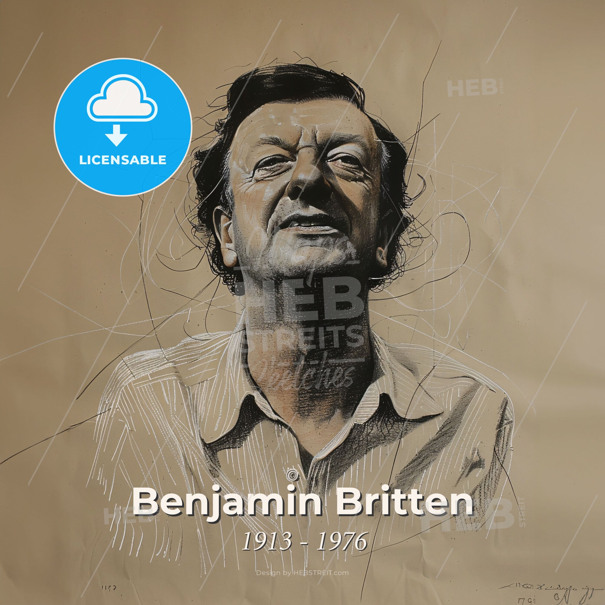 Benjamin Britten, 1913 - 1976, British Composer - A Drawing Of A Man ...