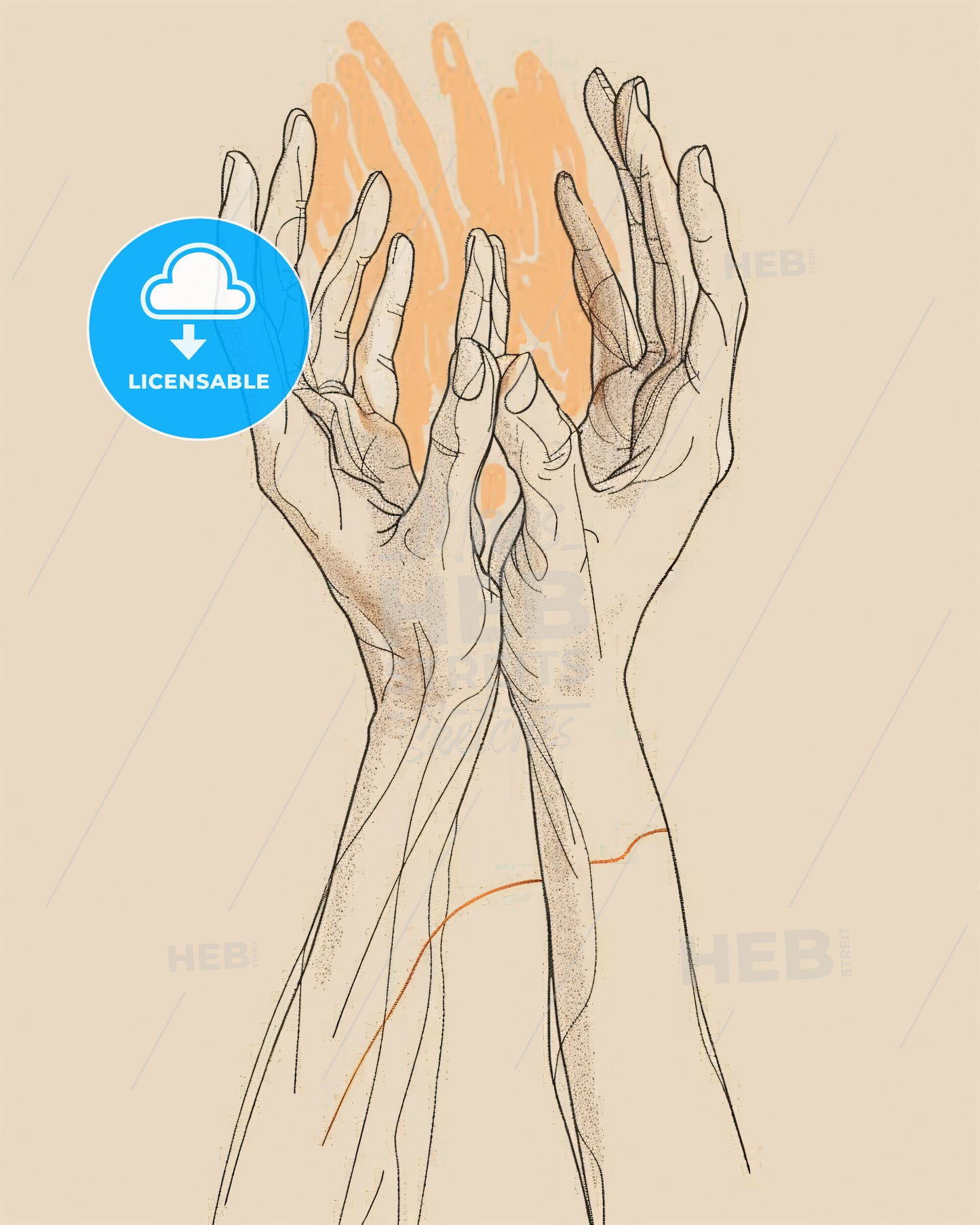 simple prayer hands drawing
