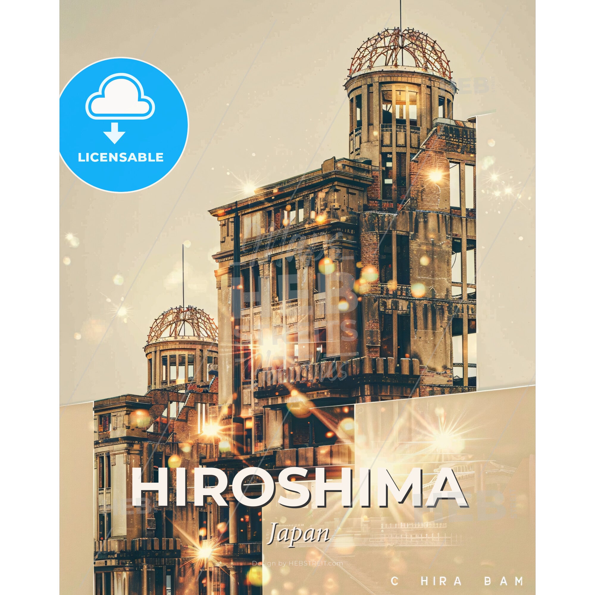Hiroshima Skyline Art Poster, Local Iconography, print template ...