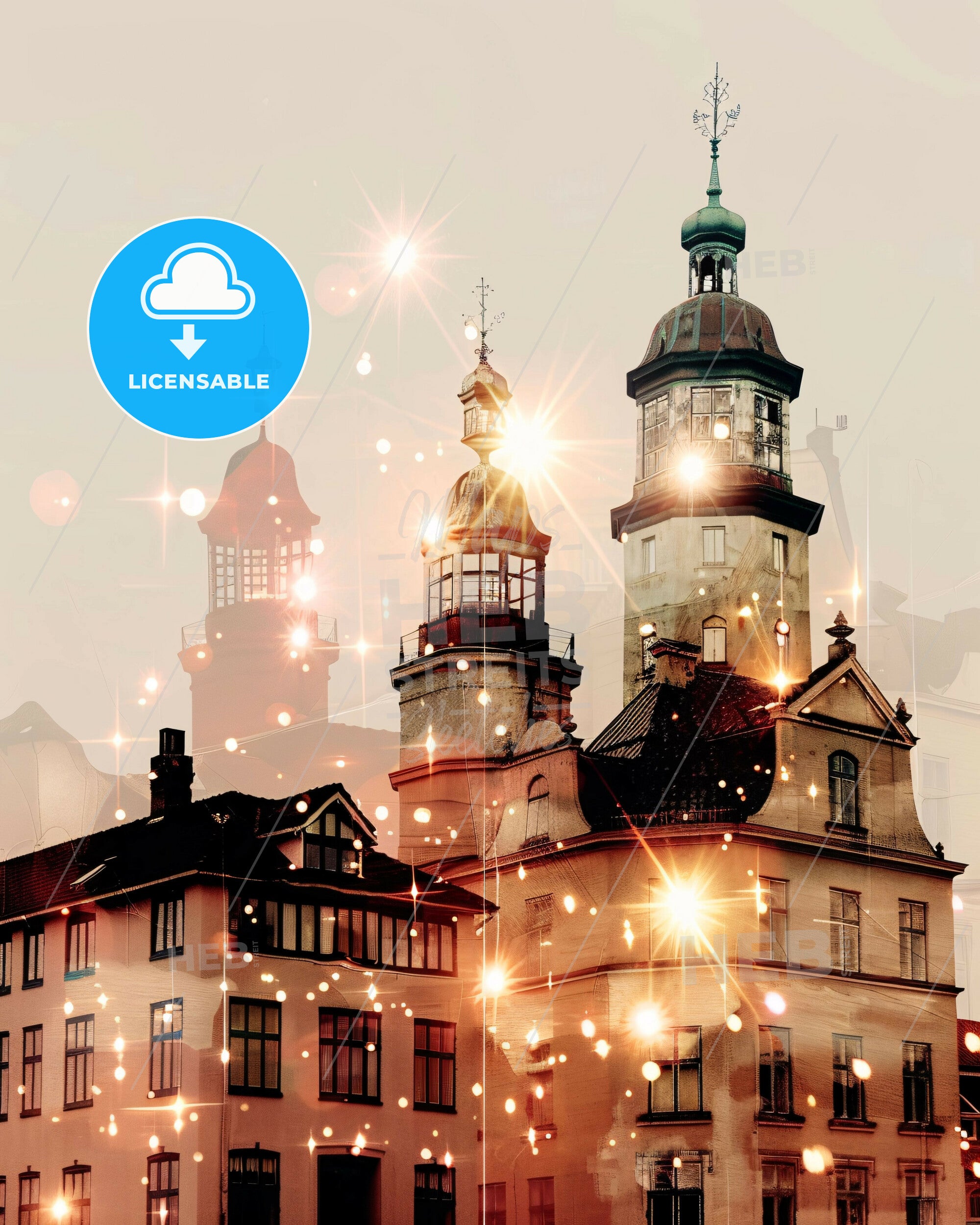 Mors, Denmark, Double Exposure Art Skyline Poster - HEBSTREITS Stock Image