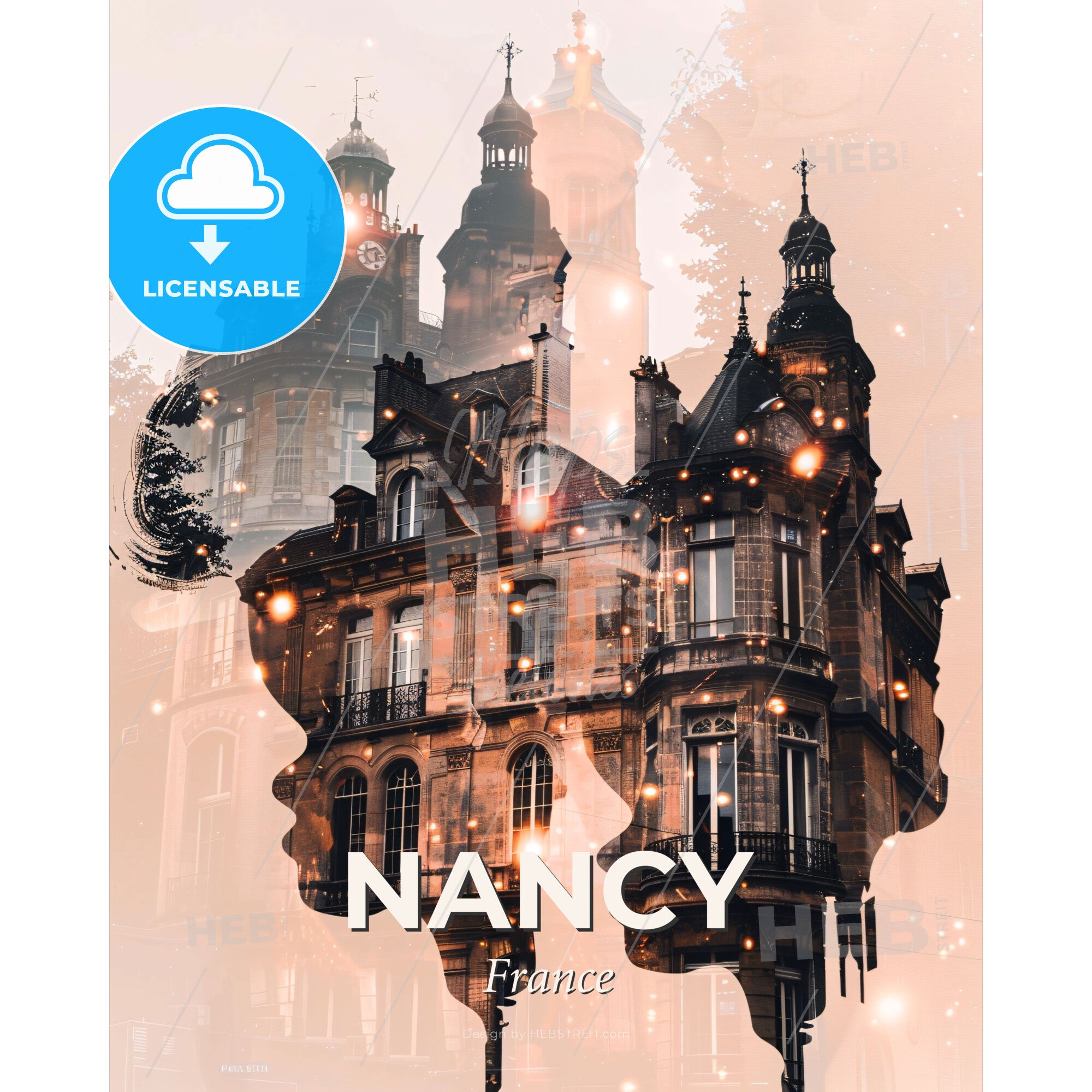 Nancy Skyline Composite Art Poster, Beige Background - A Double ...