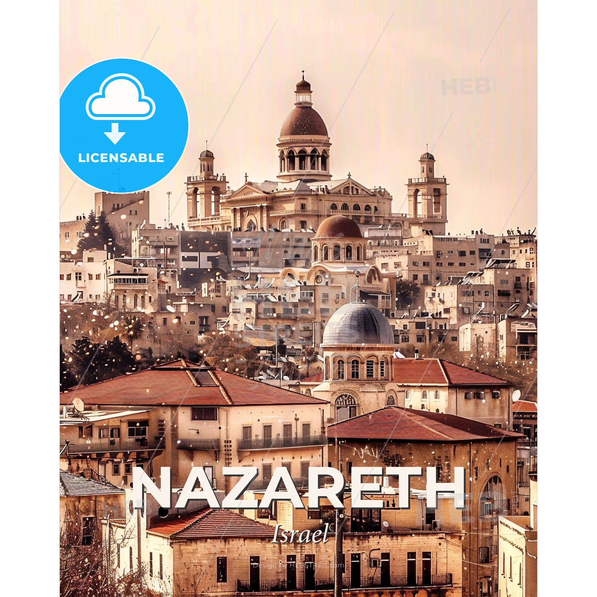 Nazareth Skyline Double Exposure Composite Art Poster, print template ...