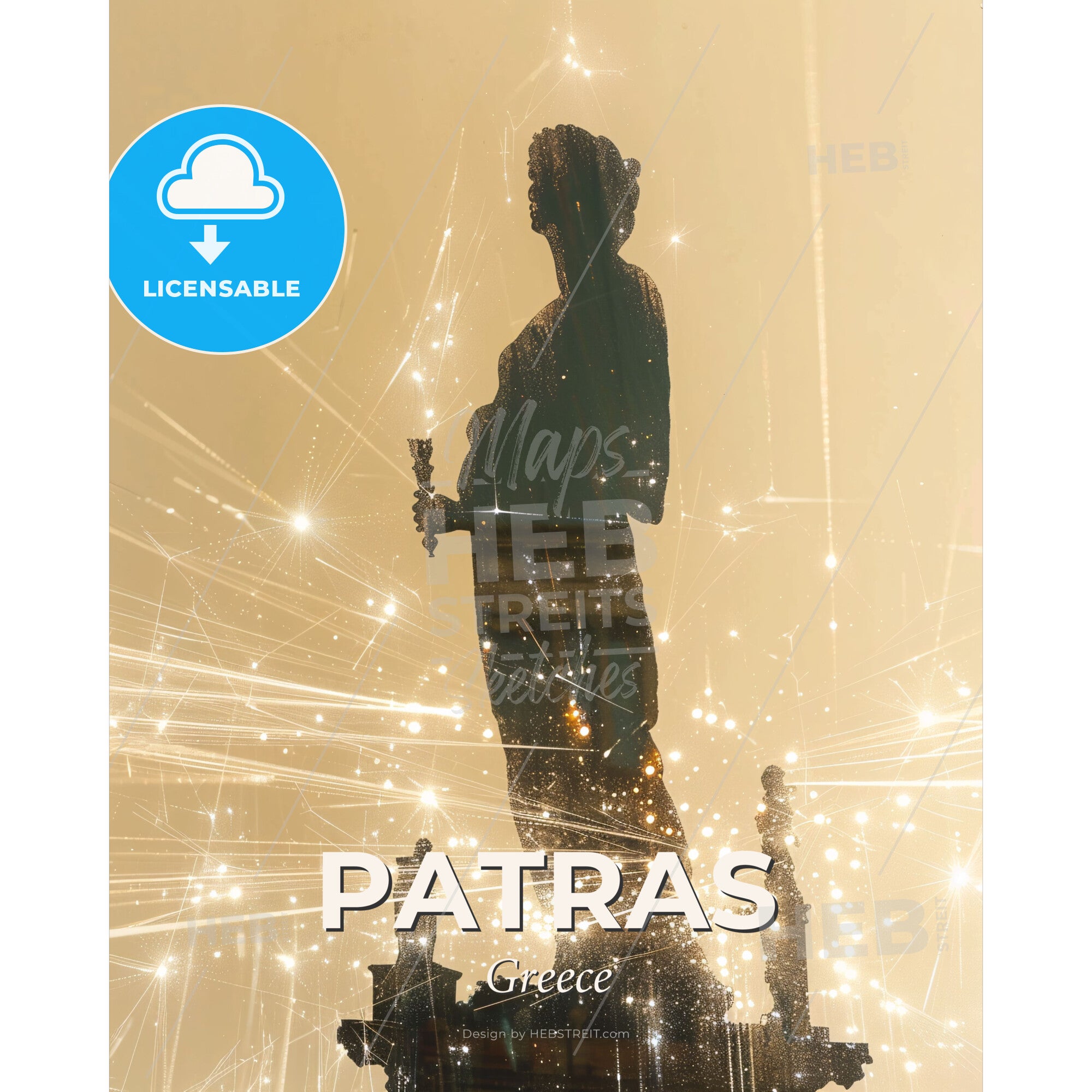 Patras: Icon Silhouette Double Exposure Poster Art, print template ...