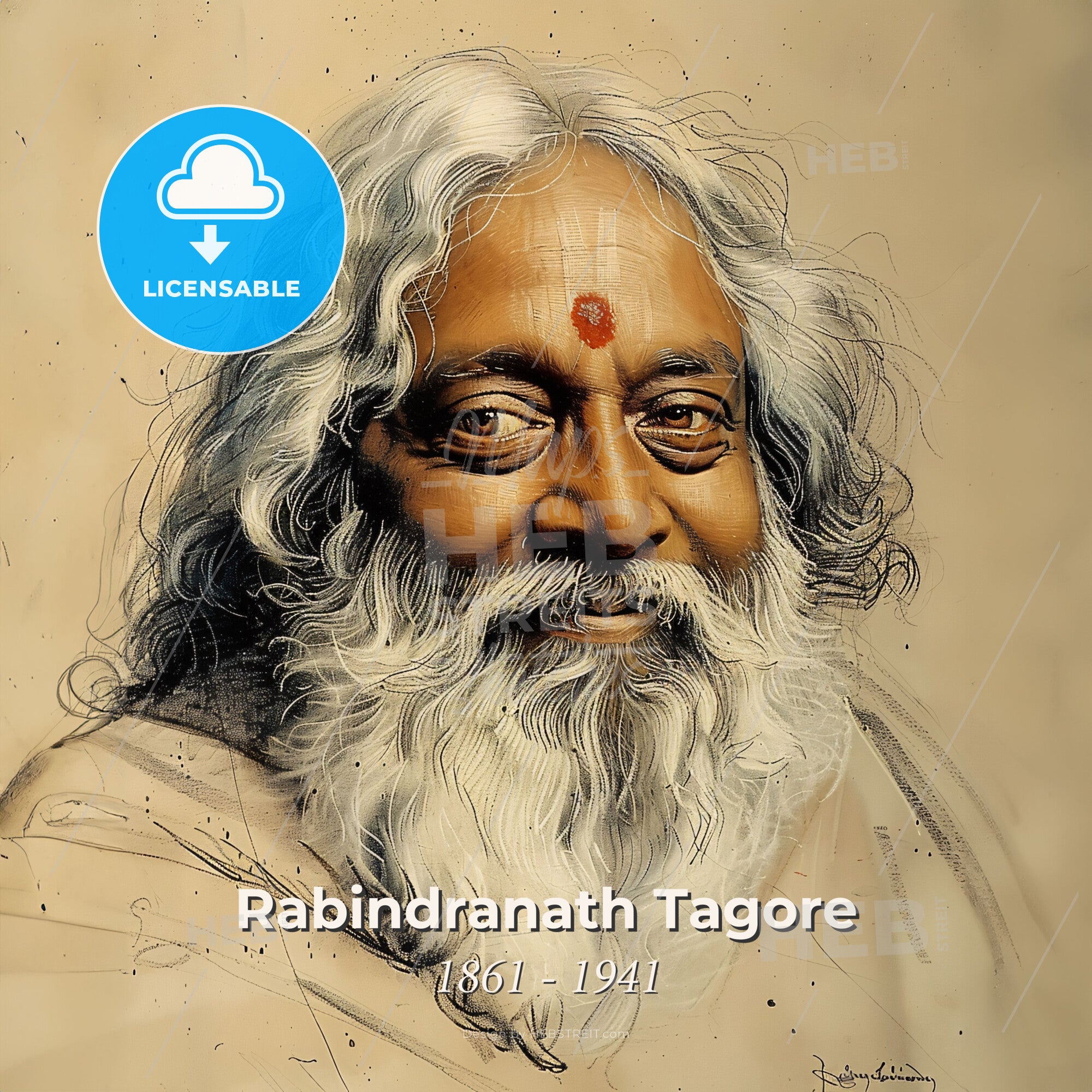 Rabindranath Tagore, 1861 - 1941, Indian Poet - A Portrait Of A Man ...