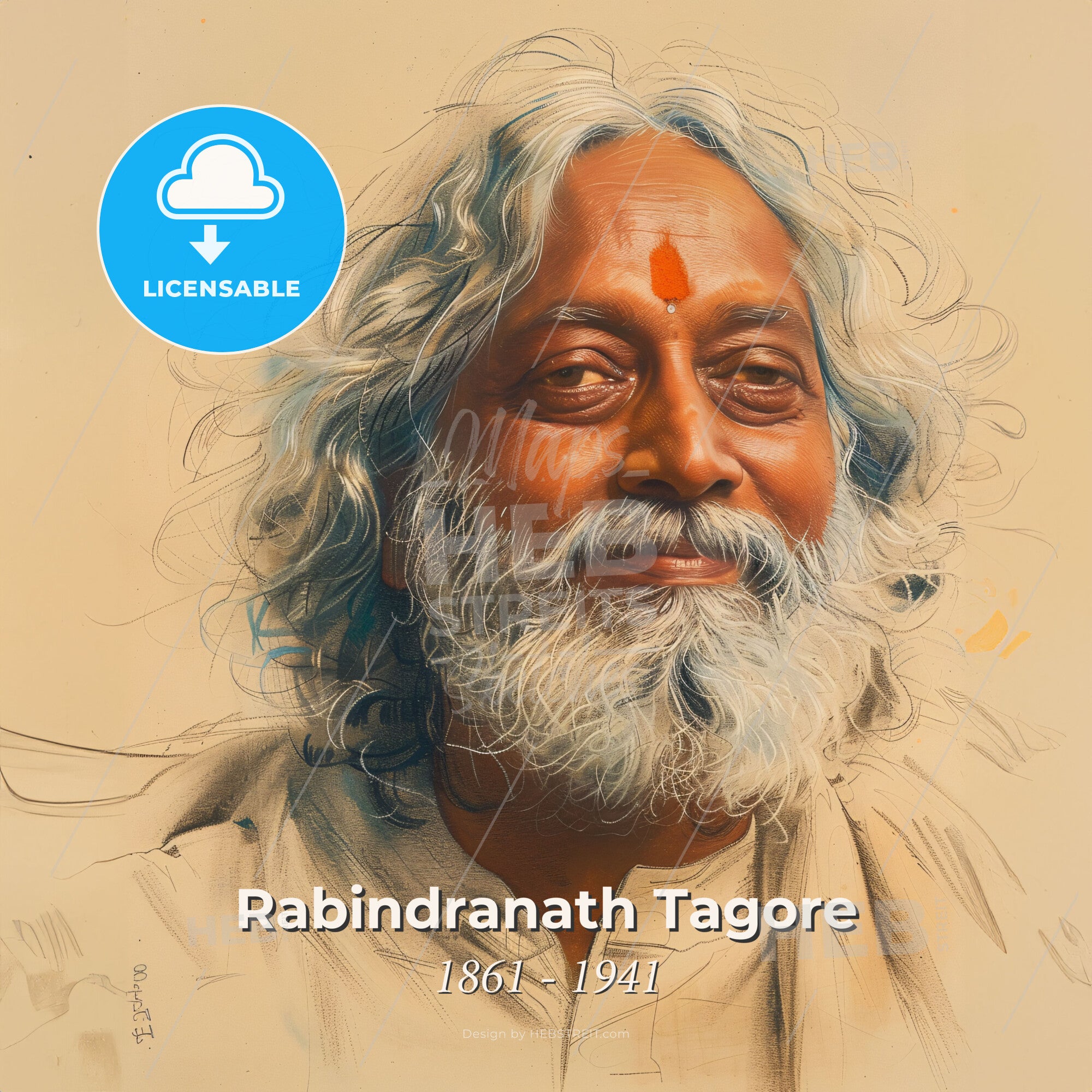 Rabindranath Tagore, 1861 - 1941, Indian Poet - A Man With A Beard And ...