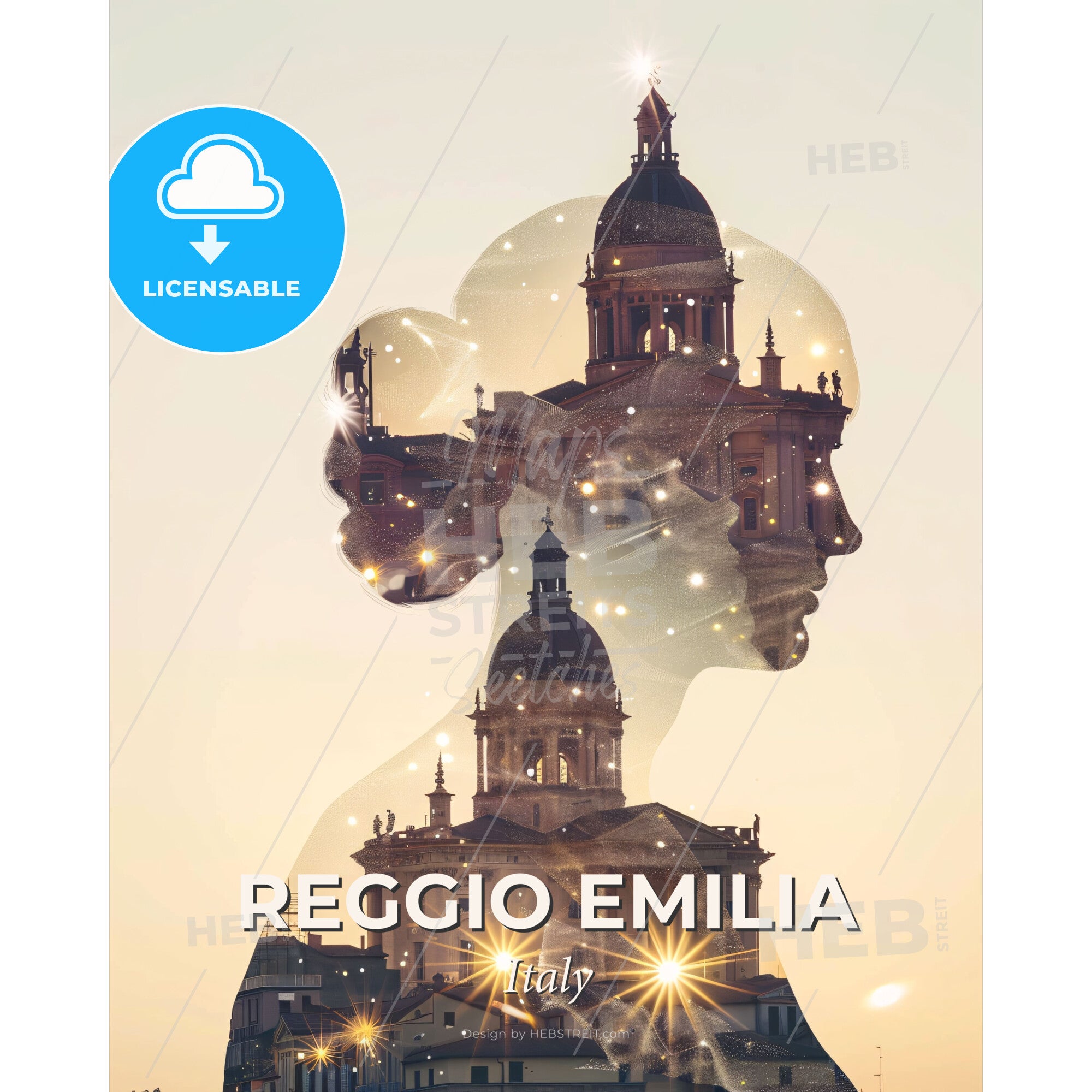 Reggio Emilia Urban Beauty Skyline Poster, print template – HEBSTREITS