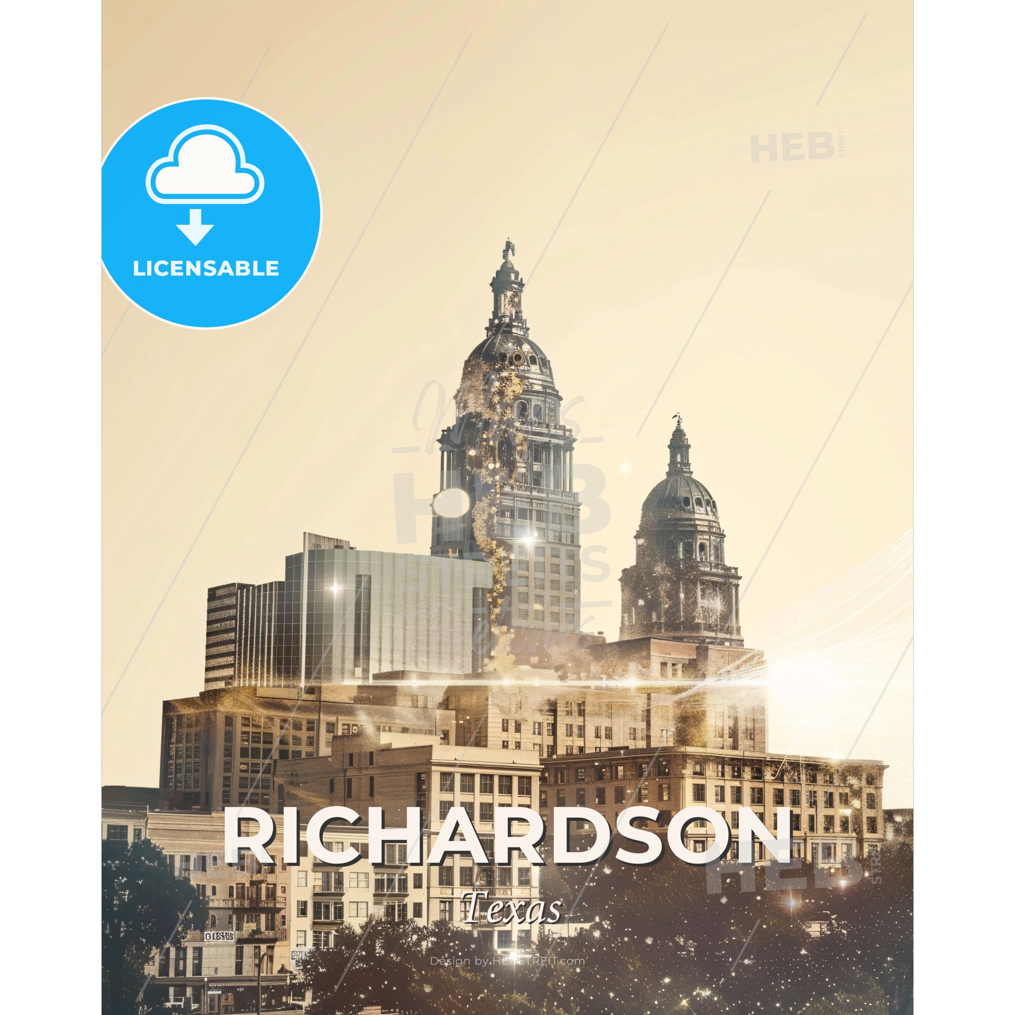 Richardson Skyline Iconography Double Exposure Poster - A City Skyline ...