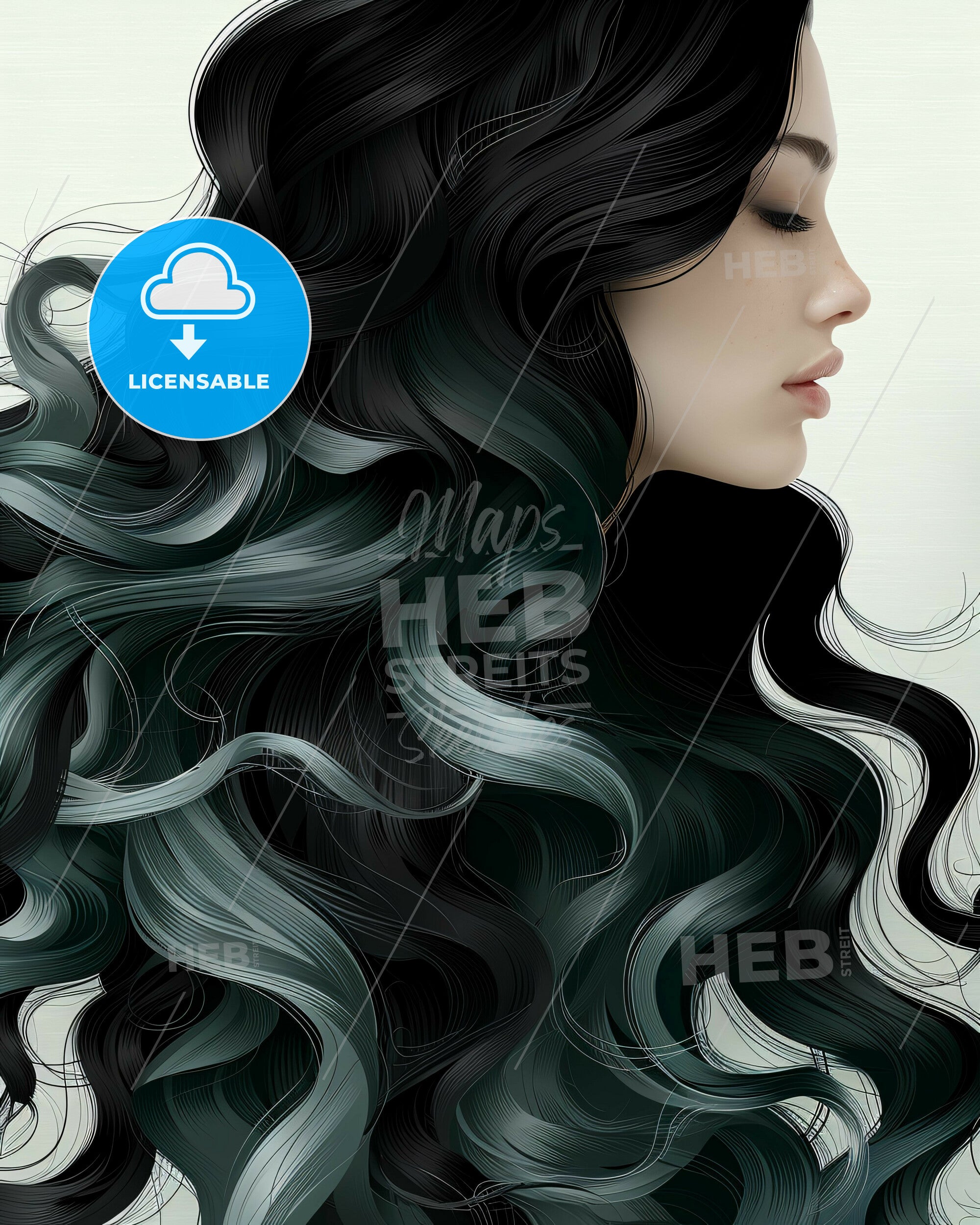 Animated Entangled Fingers Hair Oil Treatment - HEBSTREITS Stock Image