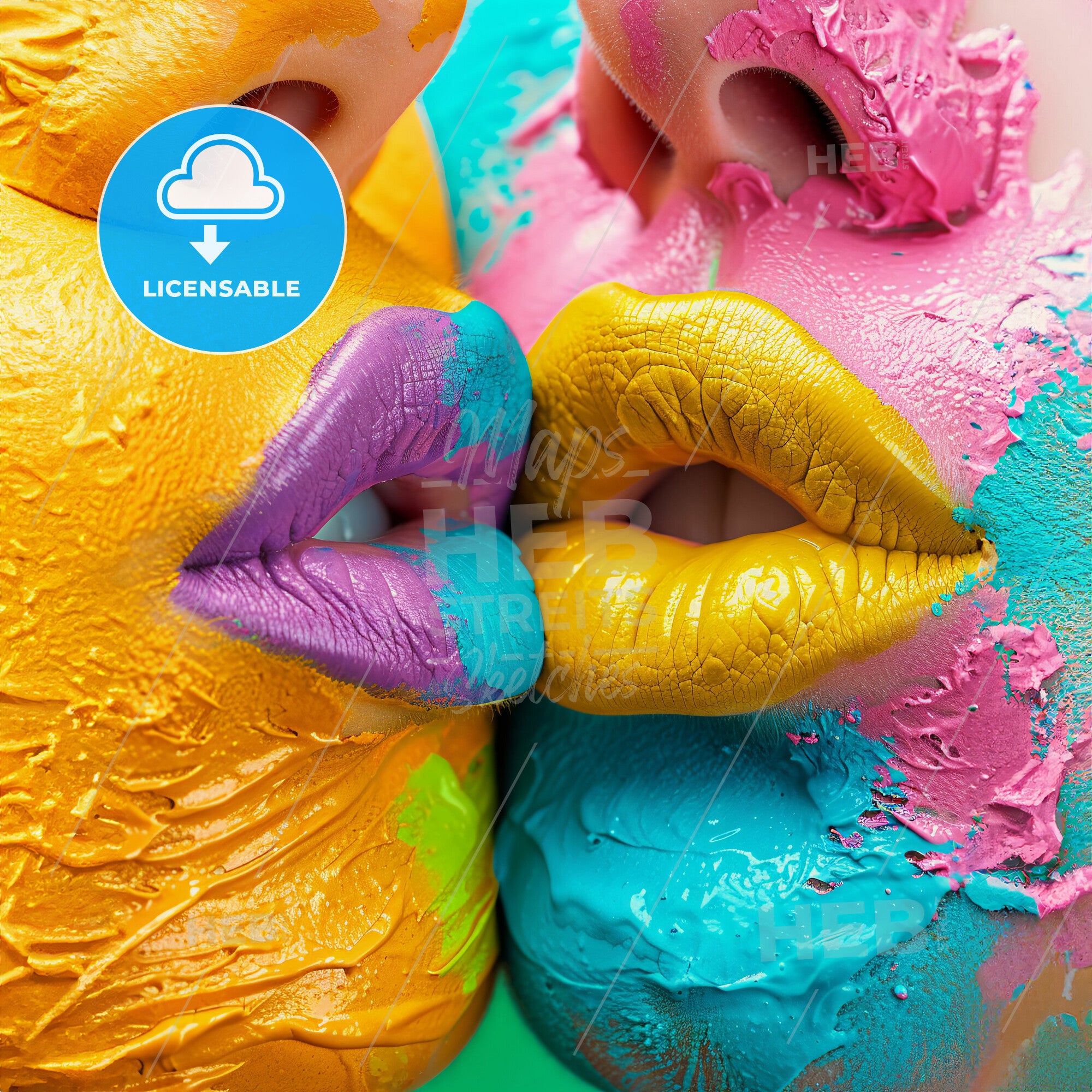Close Up Of Lips Painted With Paint – HEBSTREITS