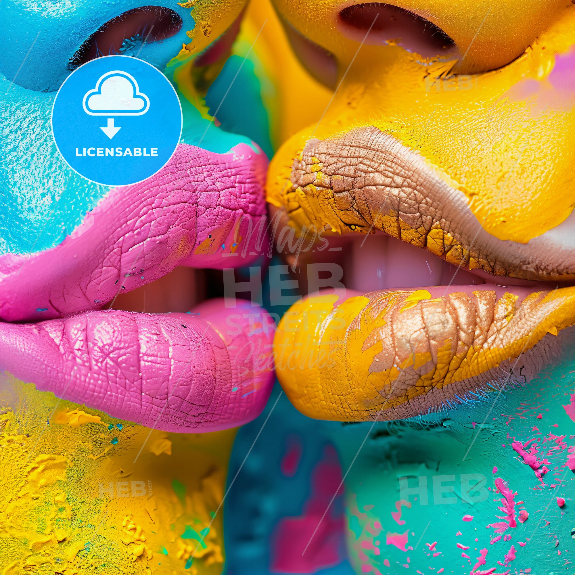 Close Up Of Lips Painted With Different Colors – HEBSTREITS