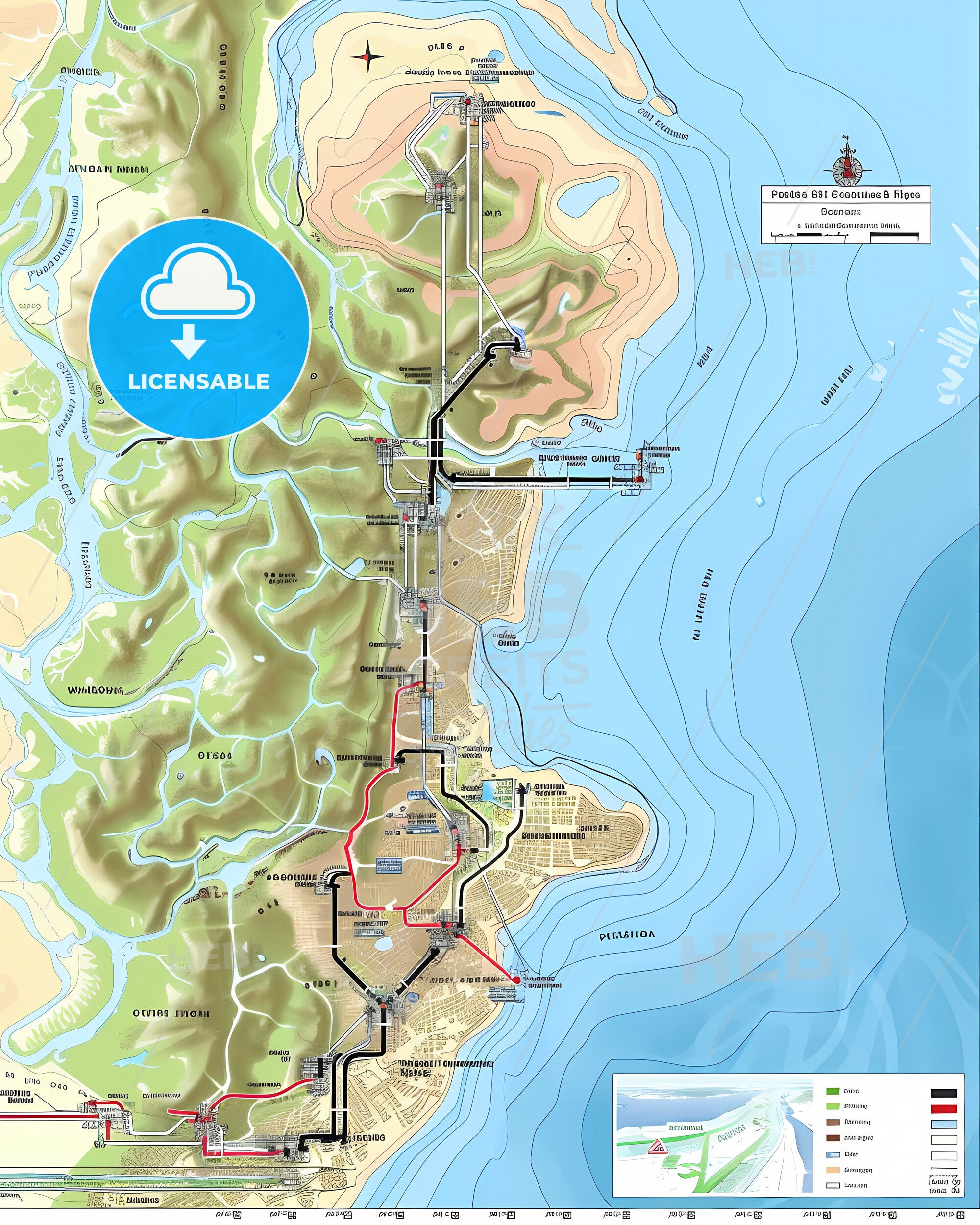 Abstract City Map with Gas Pipeline Network in Vibrant Painting Style ...