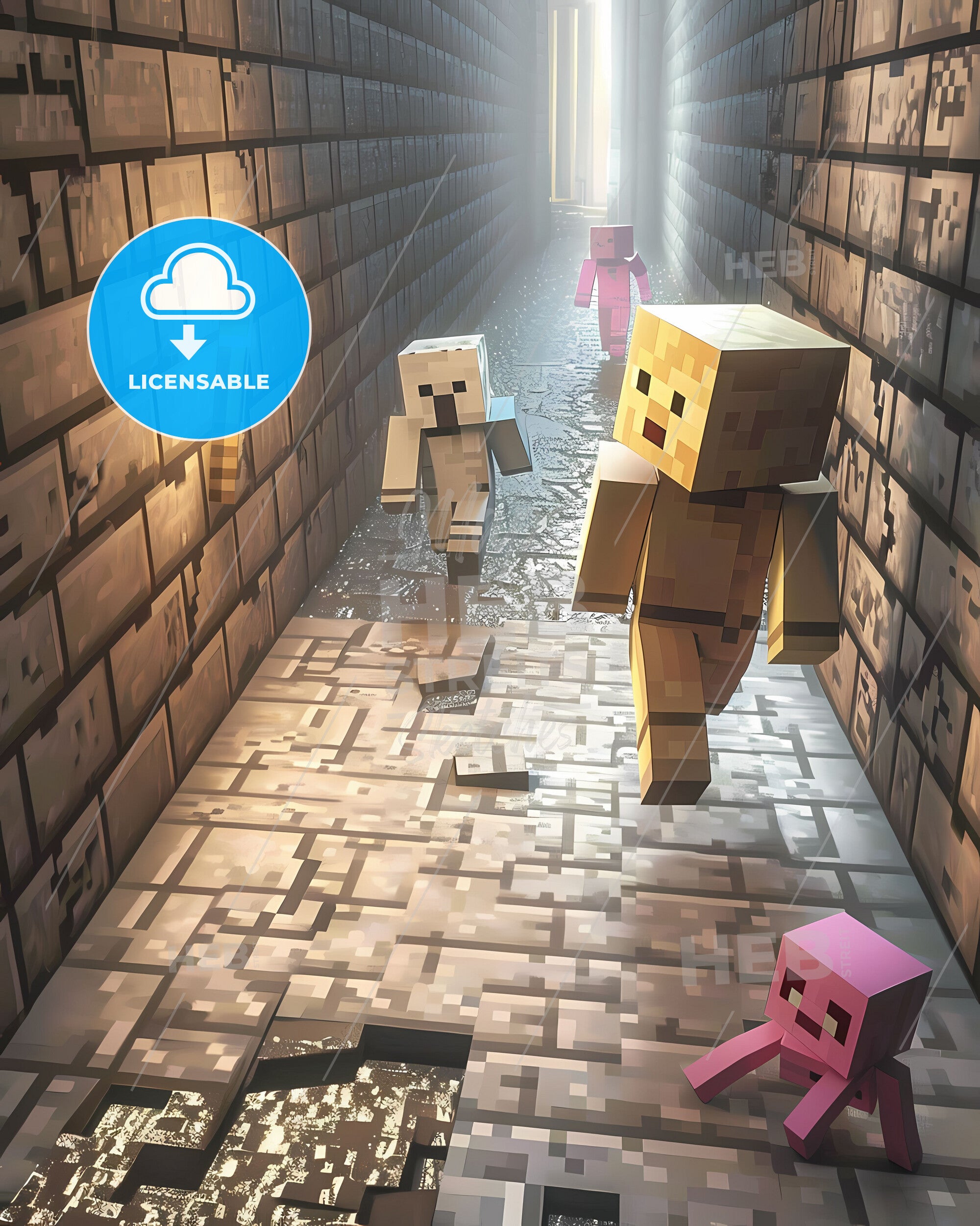 Primitive Minecraft Structures In Golden Hues: A Photobashed And Carved ...