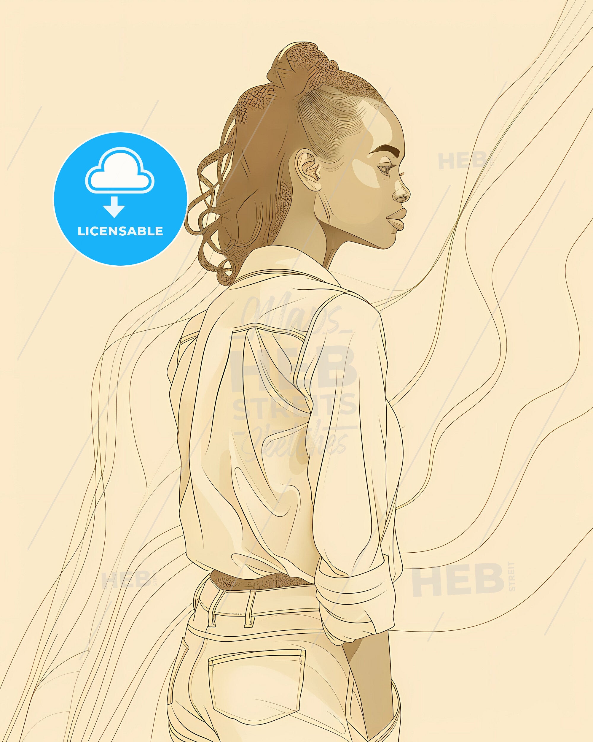 Bold Line Art Of An African Woman'S Graceful Hips In Vibrant Harmony ...