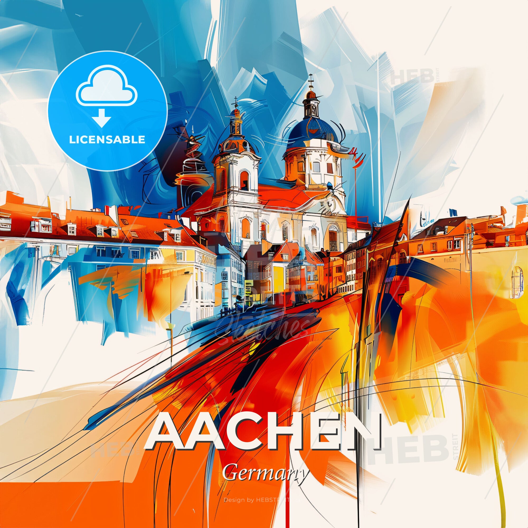 Vibrant Aachen, Germany - A Painting Of A Building – HEBSTREITS