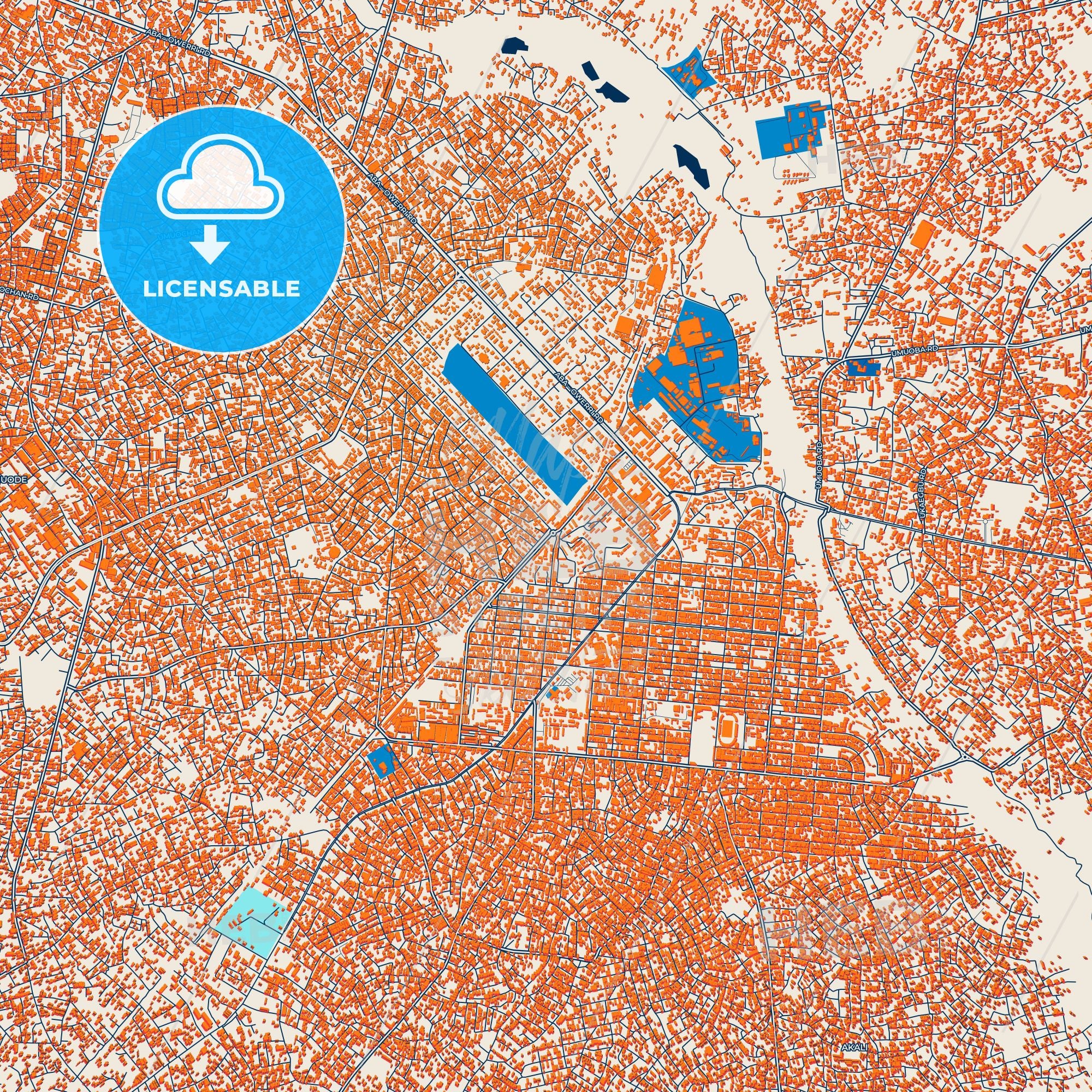 Colorful Aba Street Map With Labels And Buildings – HEBSTREITS