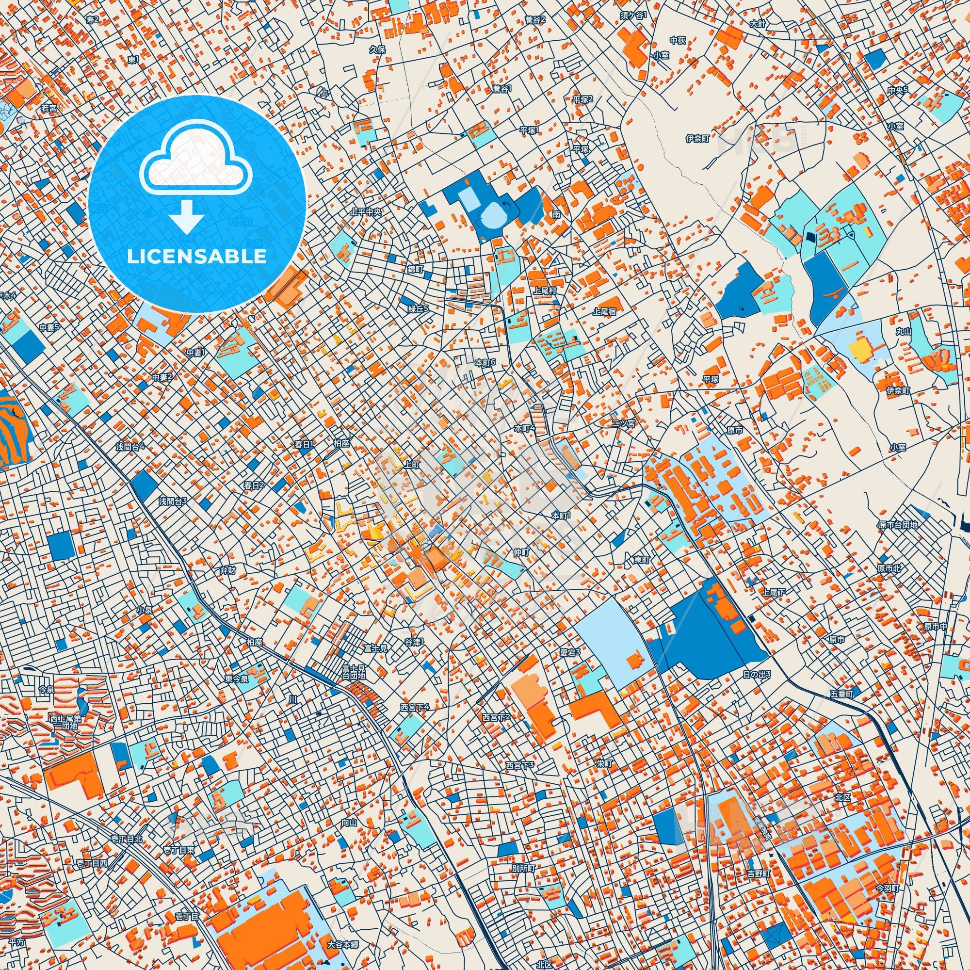Colorful Ageo Street Map - Digital Download – HEBSTREITS