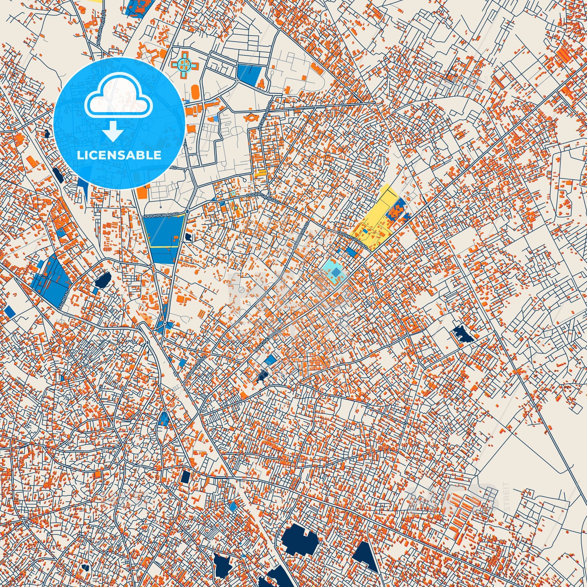 Colorful Aligarh Street Map With Labels And Buildings – HEBSTREITS