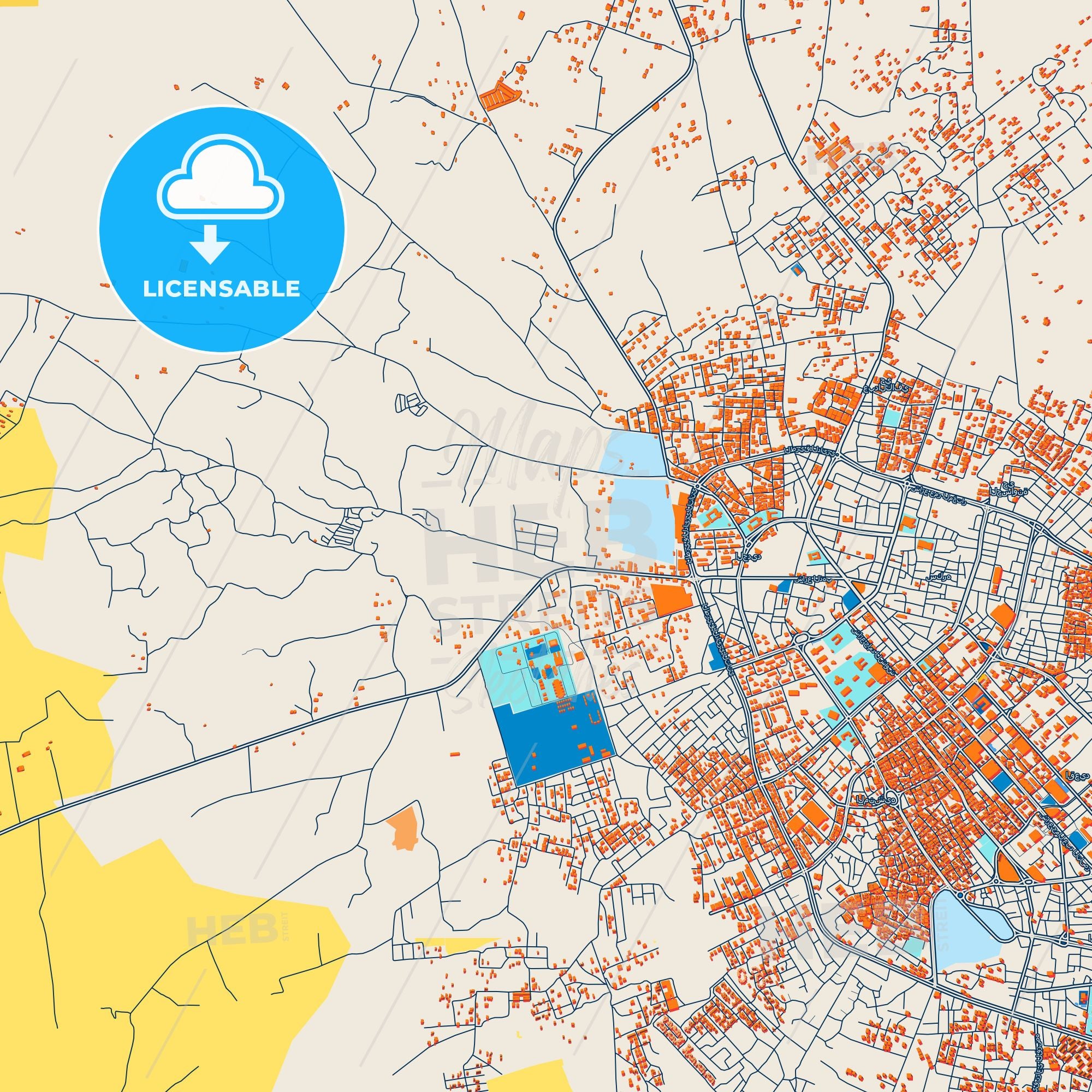 Colorful Al Jadid Street Map With Labels And Buildings – HEBSTREITS