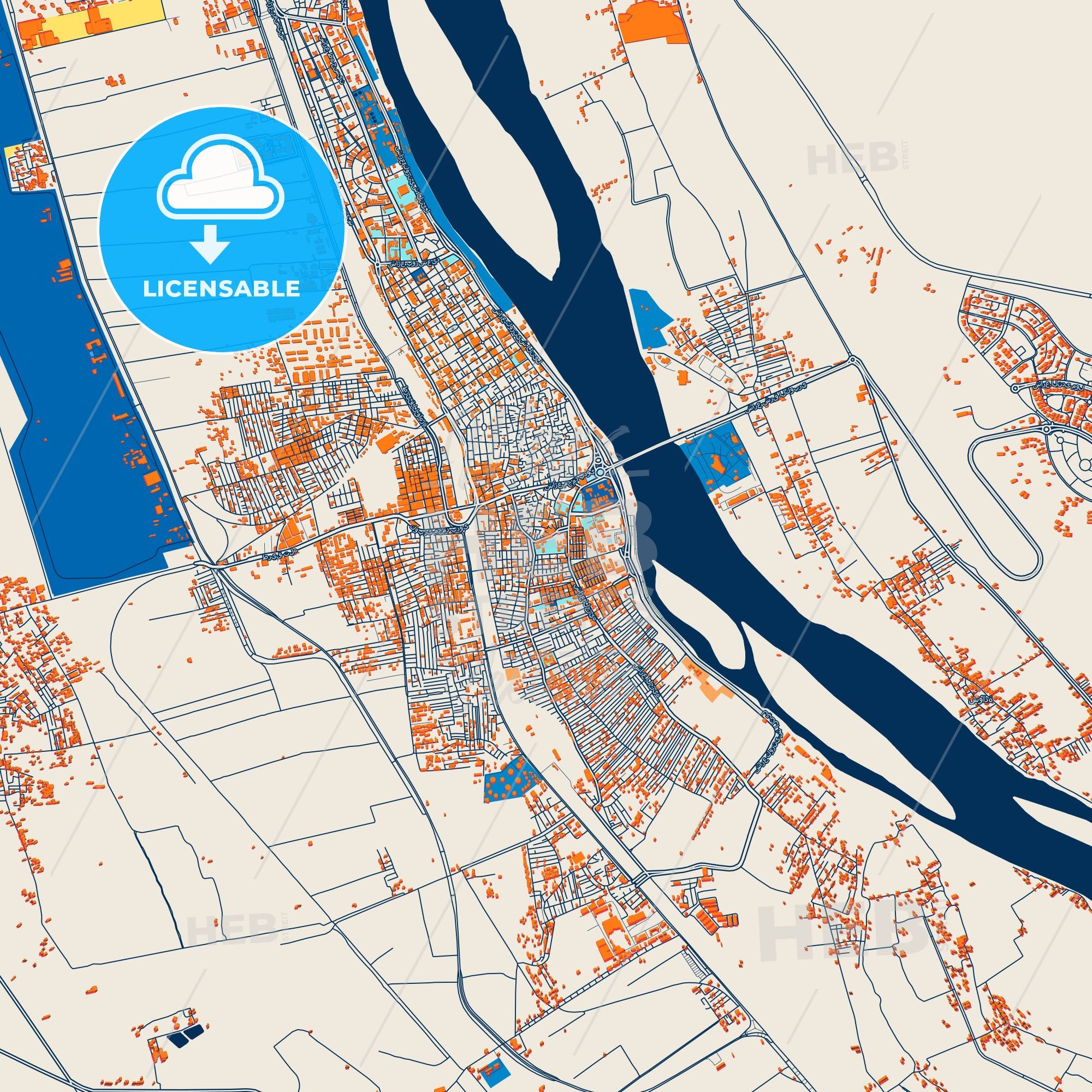 Colorful Al Minya Street Map - Digital Download – HEBSTREITS