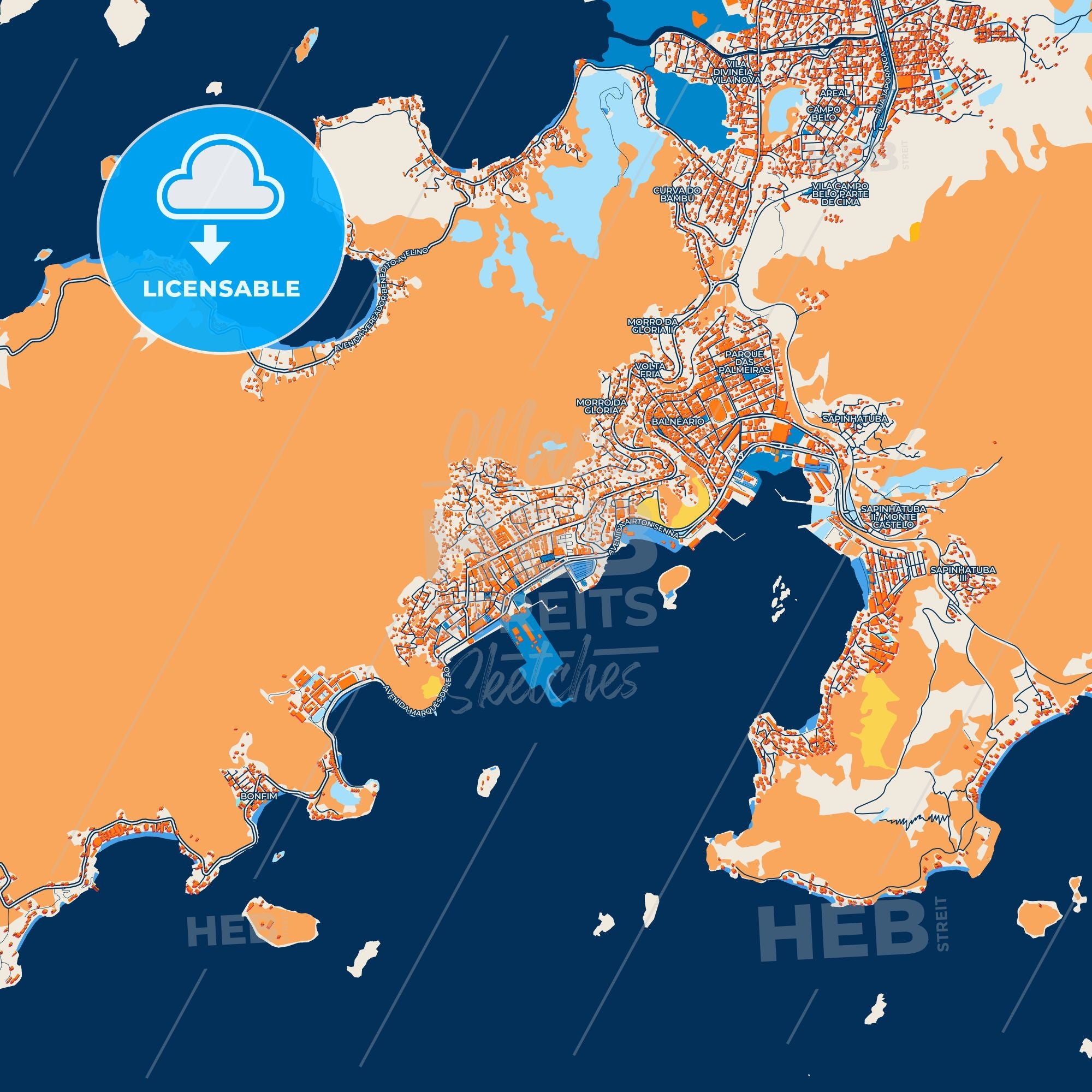 Colorful Angra dos Reis Street Map - Digital Download – HEBSTREITS