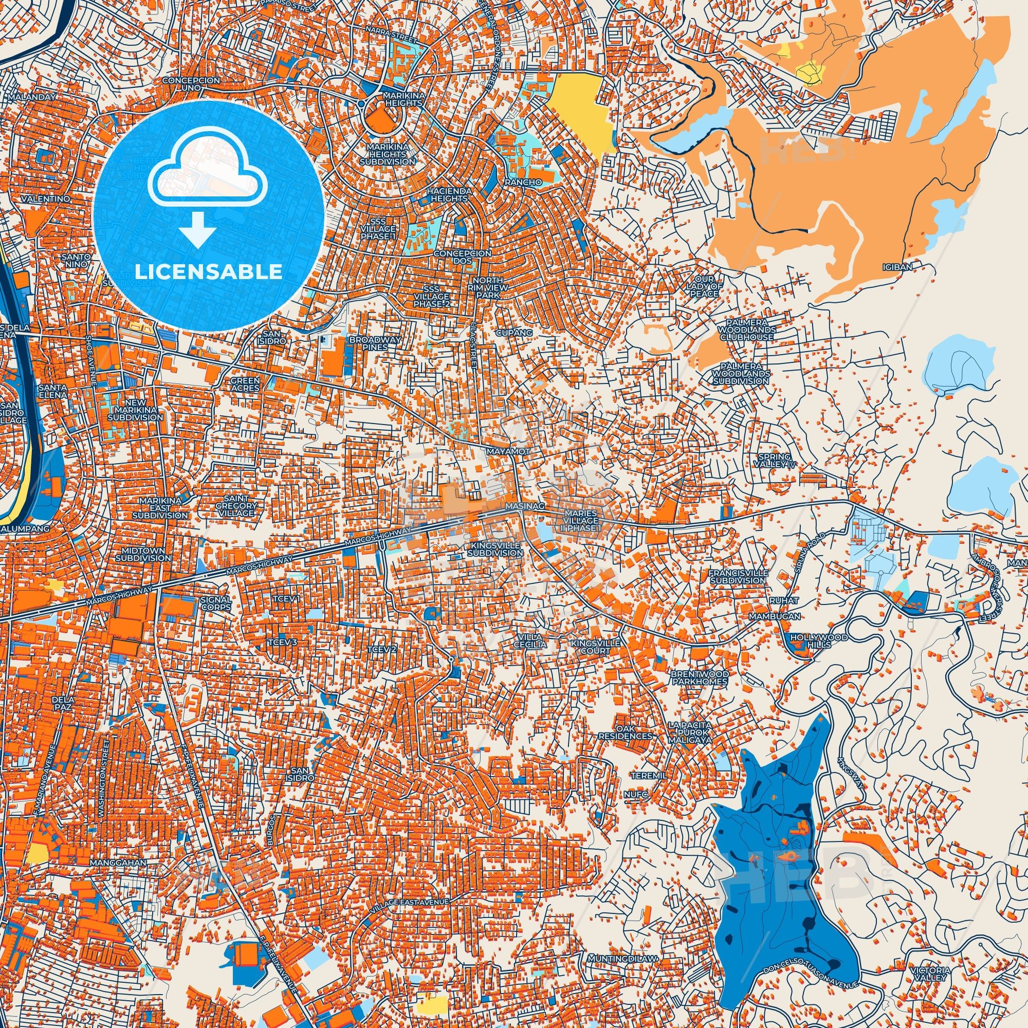 Colorful Antipolo Street Map With Labels And Buildings – HEBSTREITS