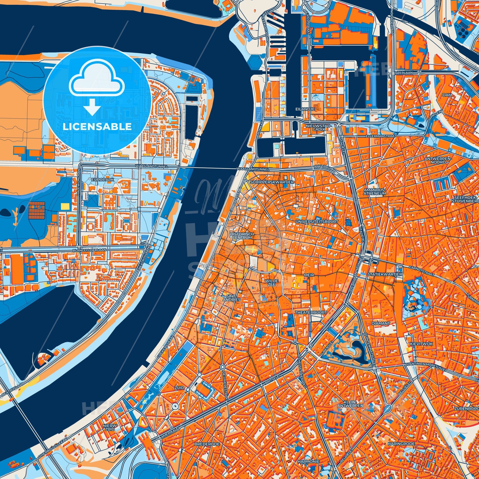 Colorful Antwerp Street Map - Digital Download – HEBSTREITS