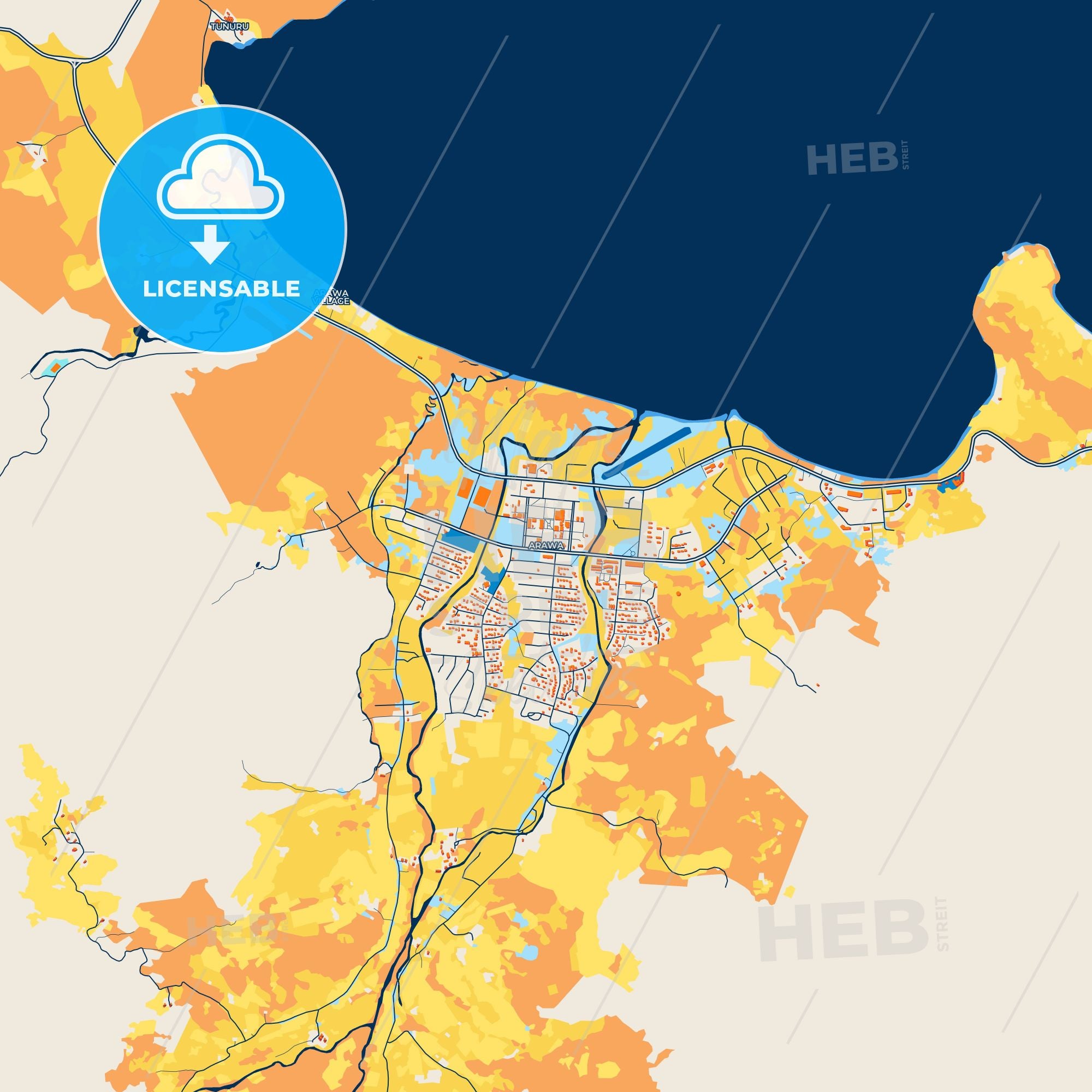 Colorful Arawa Street Map - Digital Download – HEBSTREITS
