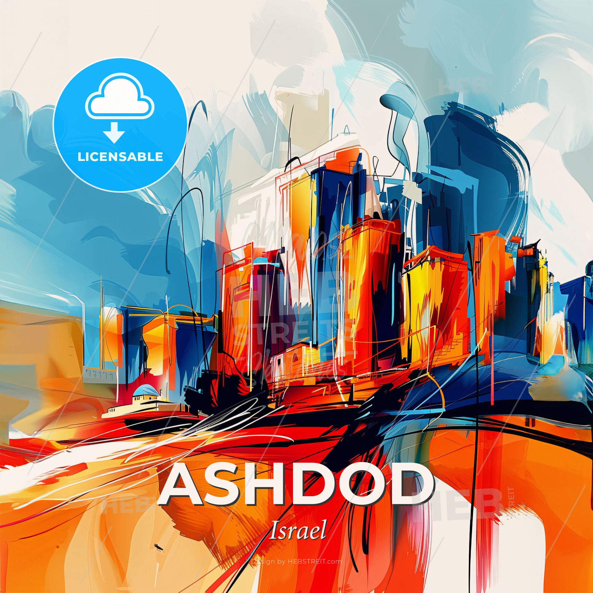 Vibrant Ashdod, Israel, print template – HEBSTREITS