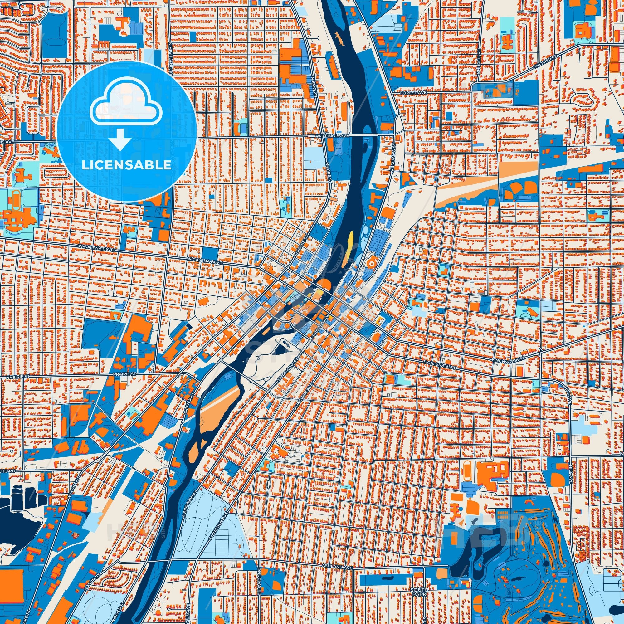 Colorful Aurora Street Map - Digital Download – HEBSTREITS